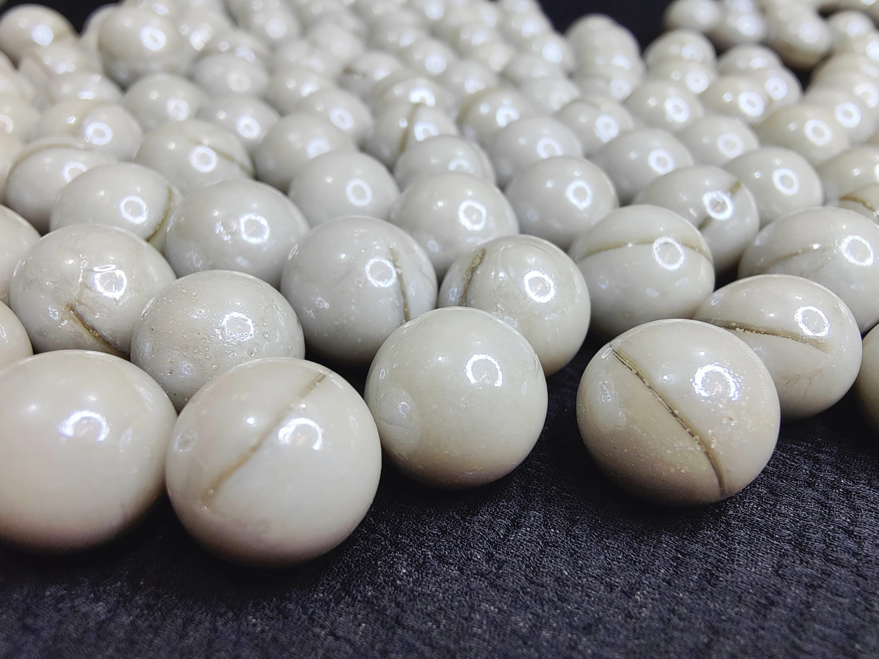 20 Glass Marbles 16 MM. Hand Polished Milky Grey Marbles / Shooter ...