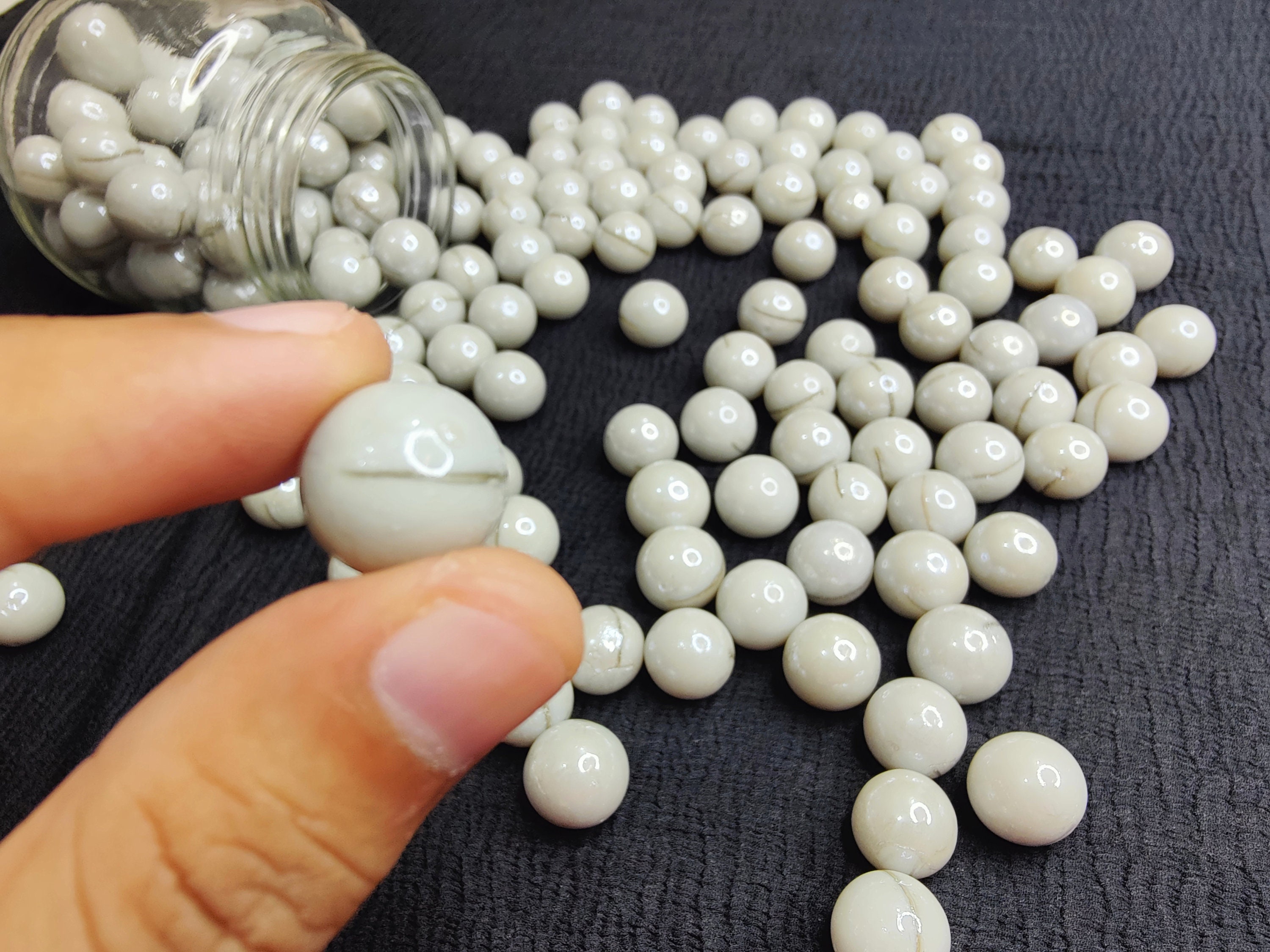 20 Glass Marbles 16 MM. Hand Polished Milky Grey Marbles / Shooter ...