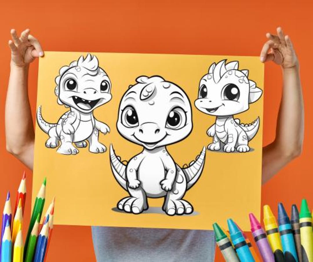 24 Dinosaur Coloring Pages for Kids | Printable PDF Sheets | Fun 8.5x11 ...