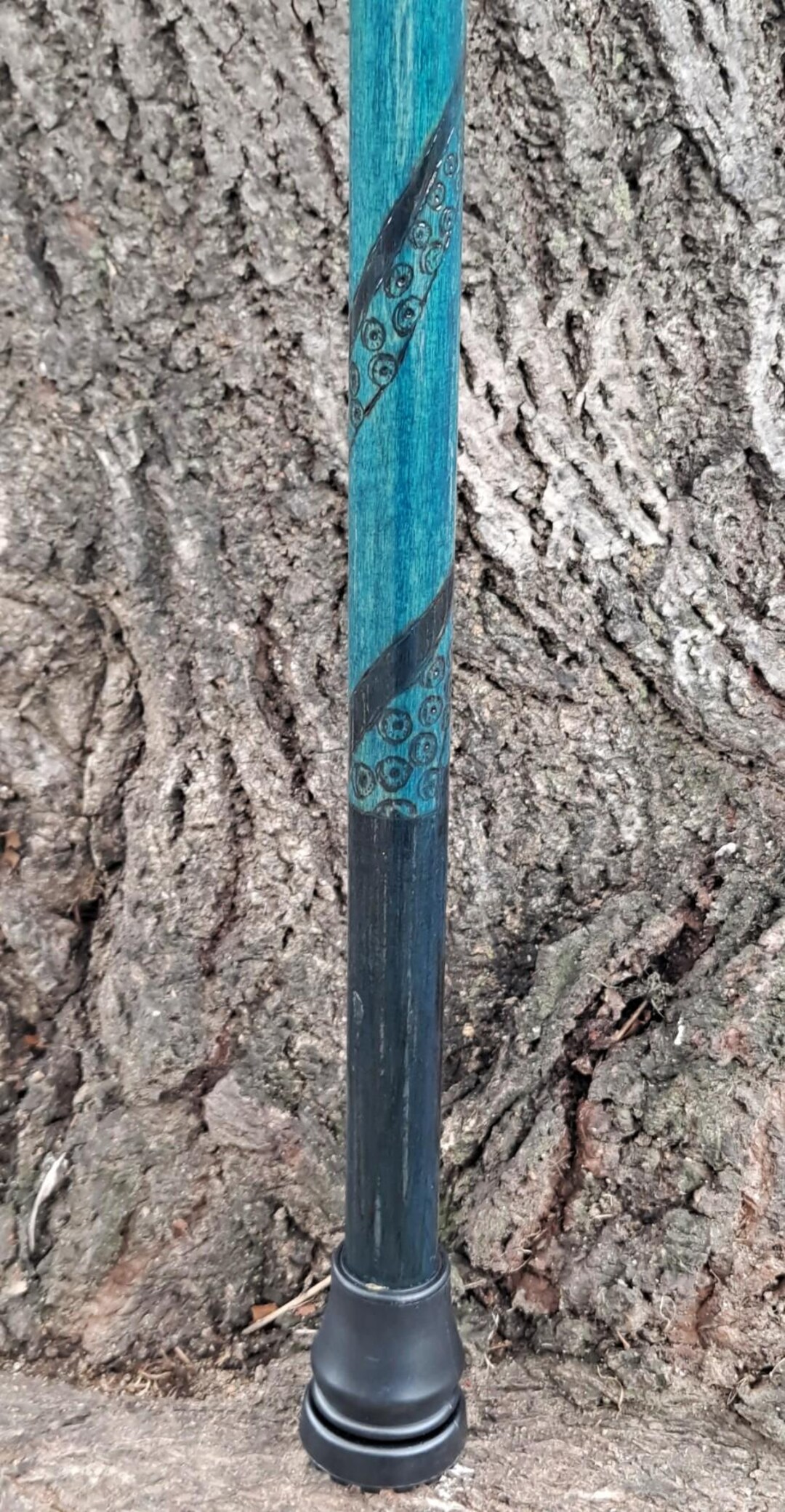 Kraken Wood Burned Kids Walking Stick: Handcrafted Birch, Suede Handle ...