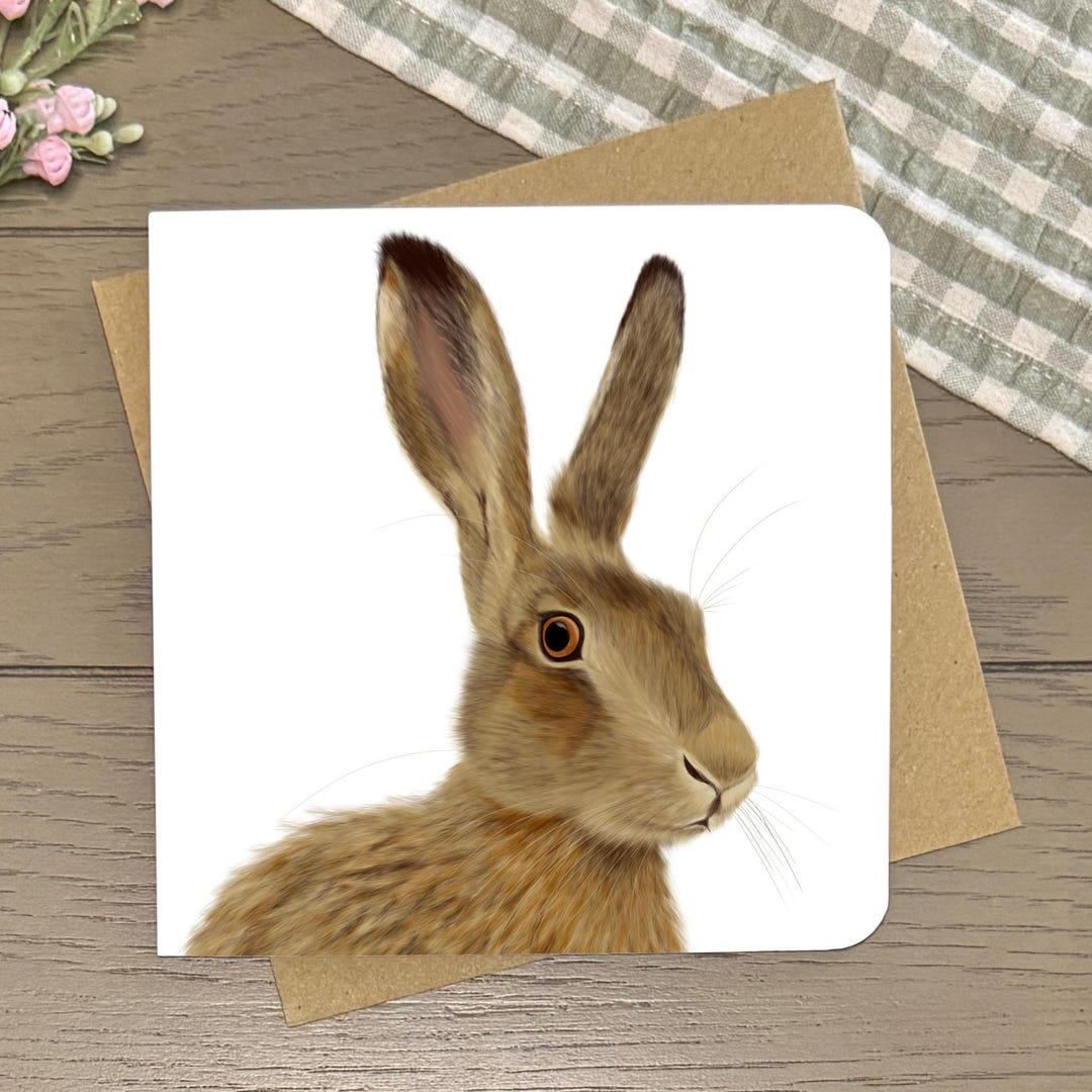 Hare Greetings Card Wildlife Art Blank Card for Animal Lovers - Etsy