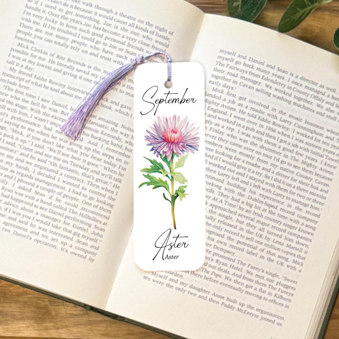 September Birth Flower Bookmark Aster Gift for September Book Lover ...