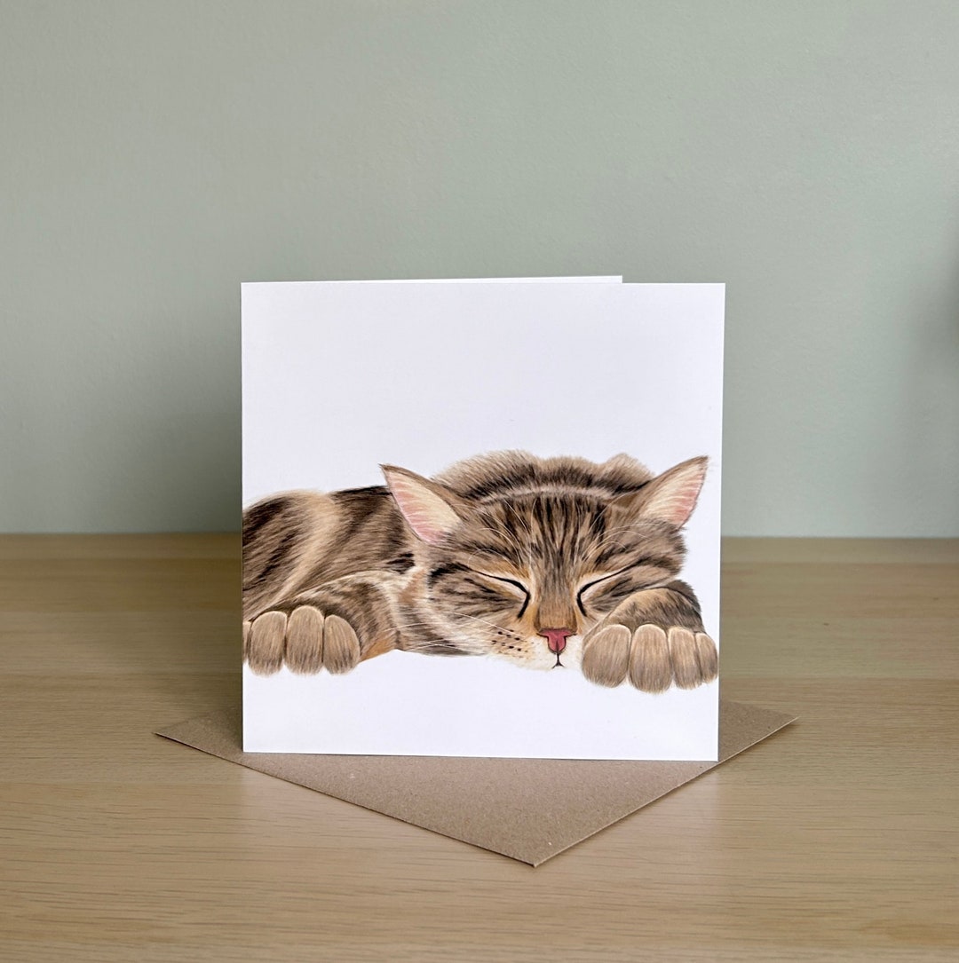 Cat Card Cat Greeting Card Tabby Cat Gift for Cat Lover Cat Lover Gift ...