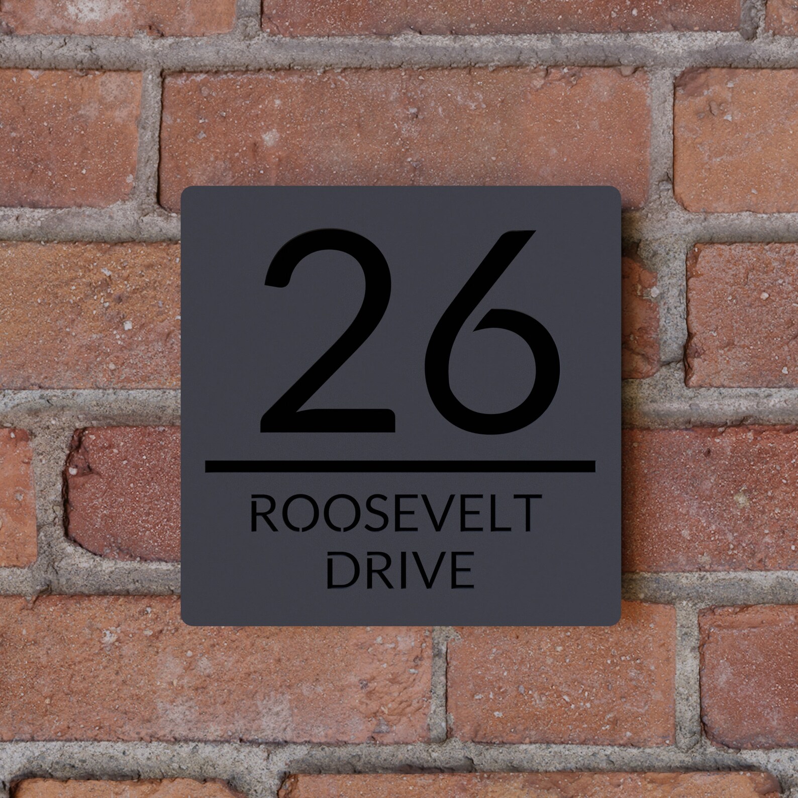 Laser Cut House Signs Numbers Matt Grey Acrylic Plaque With Gloss Black ...