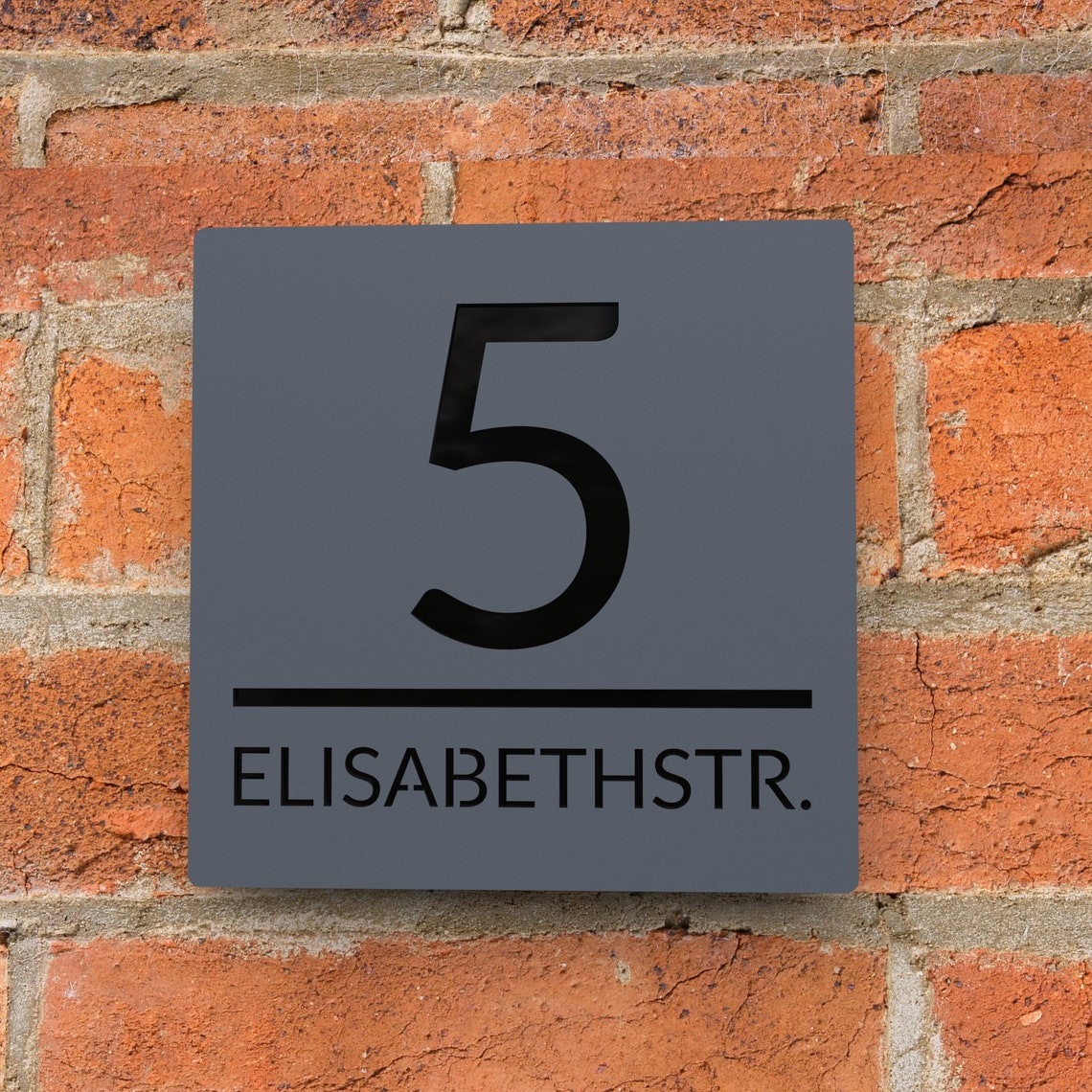 Laser Cut House Signs Numbers Matt Grey Acrylic Plaque With Gloss Black ...