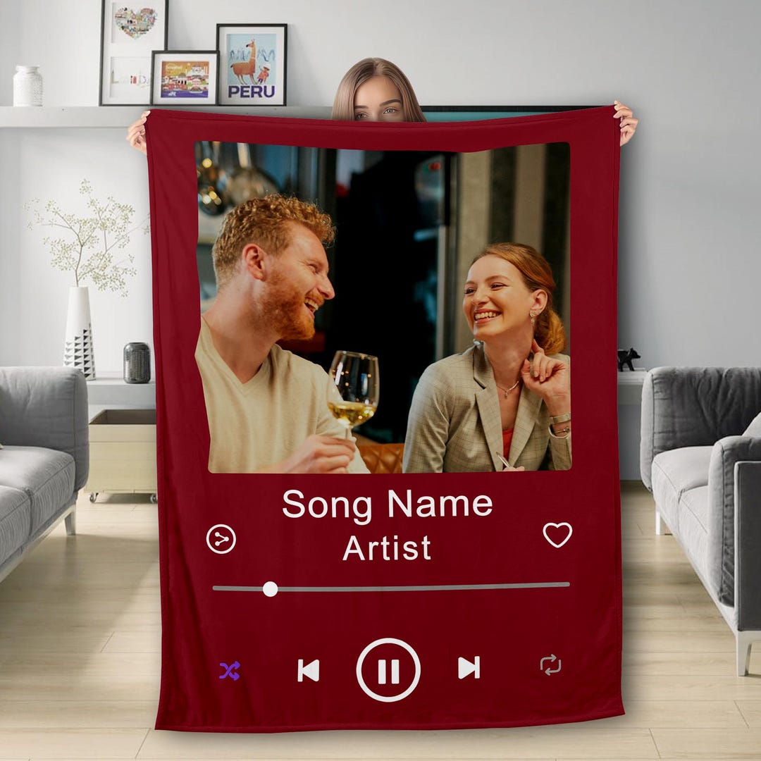 Personalized Music Blanket With Your Photo and Favorite Song, Blanket ...