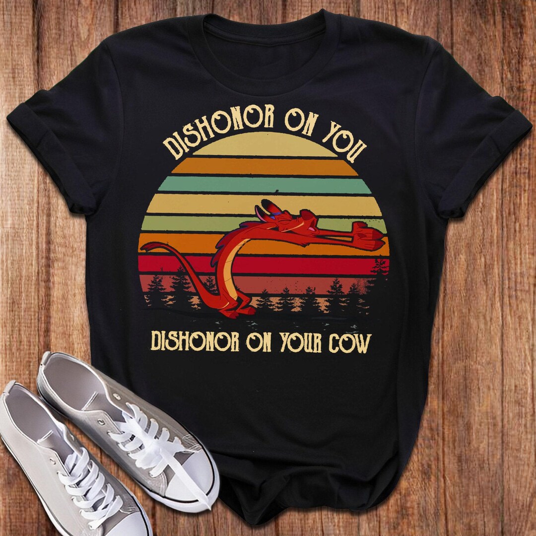 Retro Dishonor on You Dishonor on Your Cow Quotes Tee, Cute Little Red ...