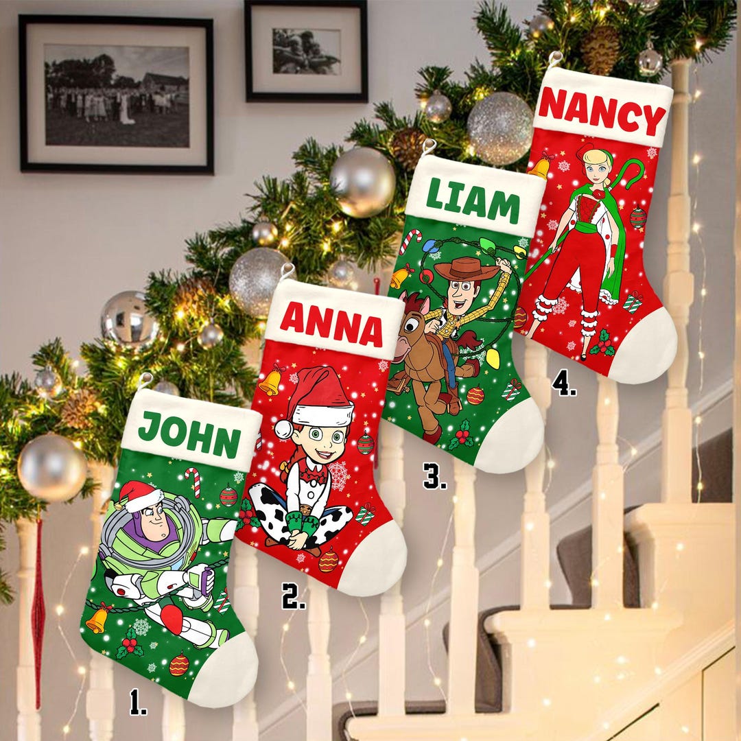 Woody and Buzz Lightyear Santa Hat Xmas Stocking, Toy Story Christmas ...
