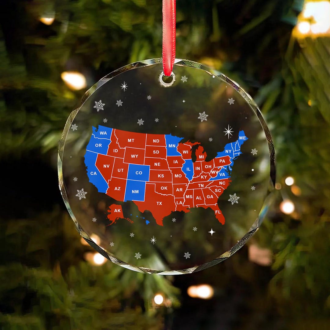 Donald Trump Election Results Map Glass Ornament, Election 2024 ...