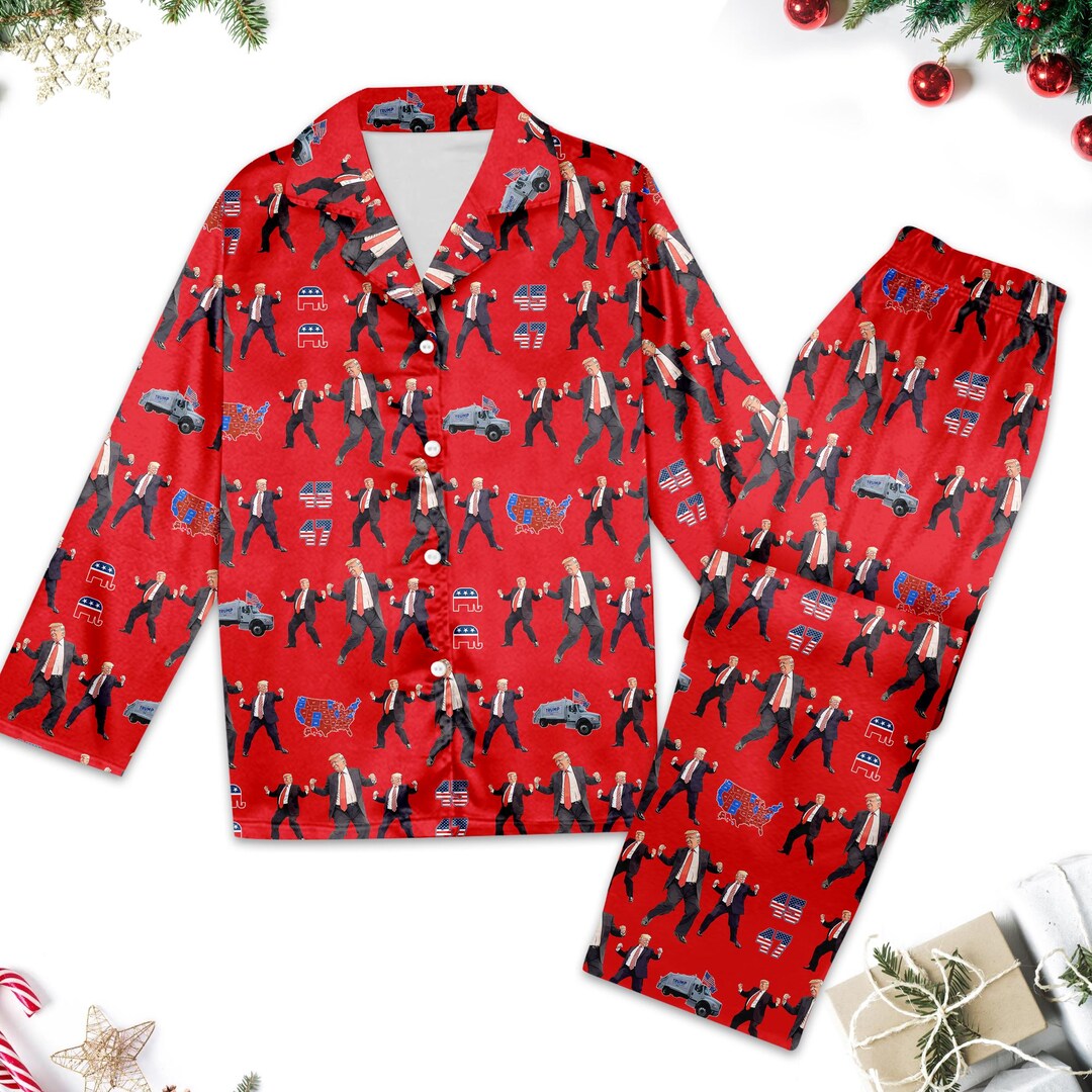 Trump Xmas Pajamas Set, Trump President 2024 Event Christmas Pajamas ...