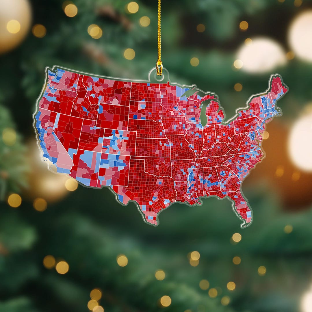 US President Election Results Map Ornament, Trump Won Ornament, Trump ...