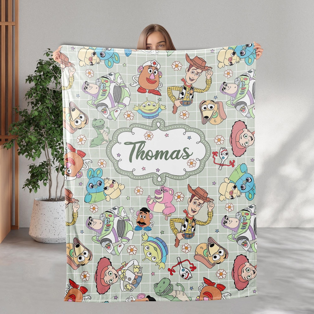 Personalized Toy Story Disney Blanket, Custom Name Woody Buzz Lightyear ...