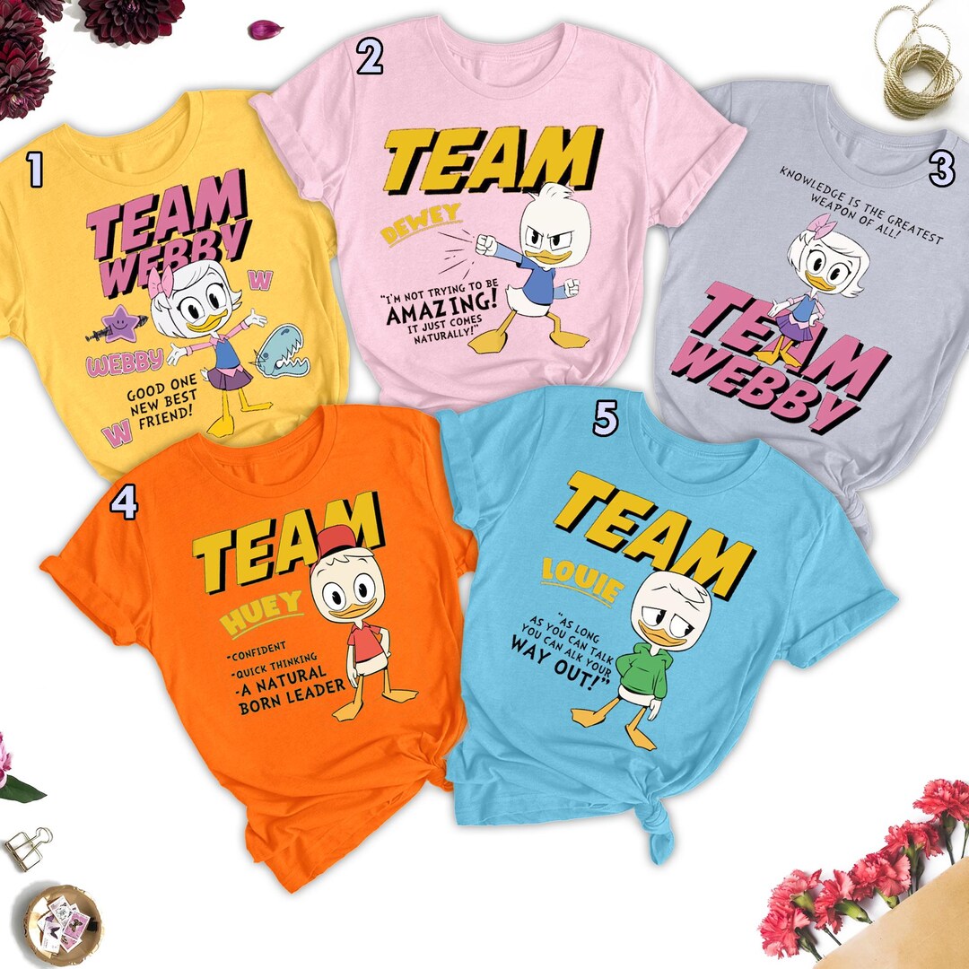 Funny Ducktales Team Matching Shirt, Huey Dewey Louie Webby Character ...
