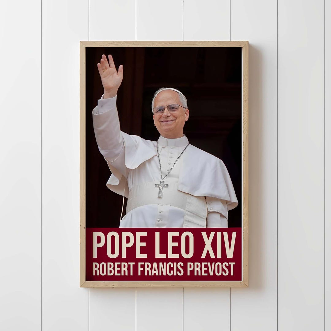 Pope Leo XIV Portrait Poster, Pope Leo 14 Photo Print, Catholic Art ...
