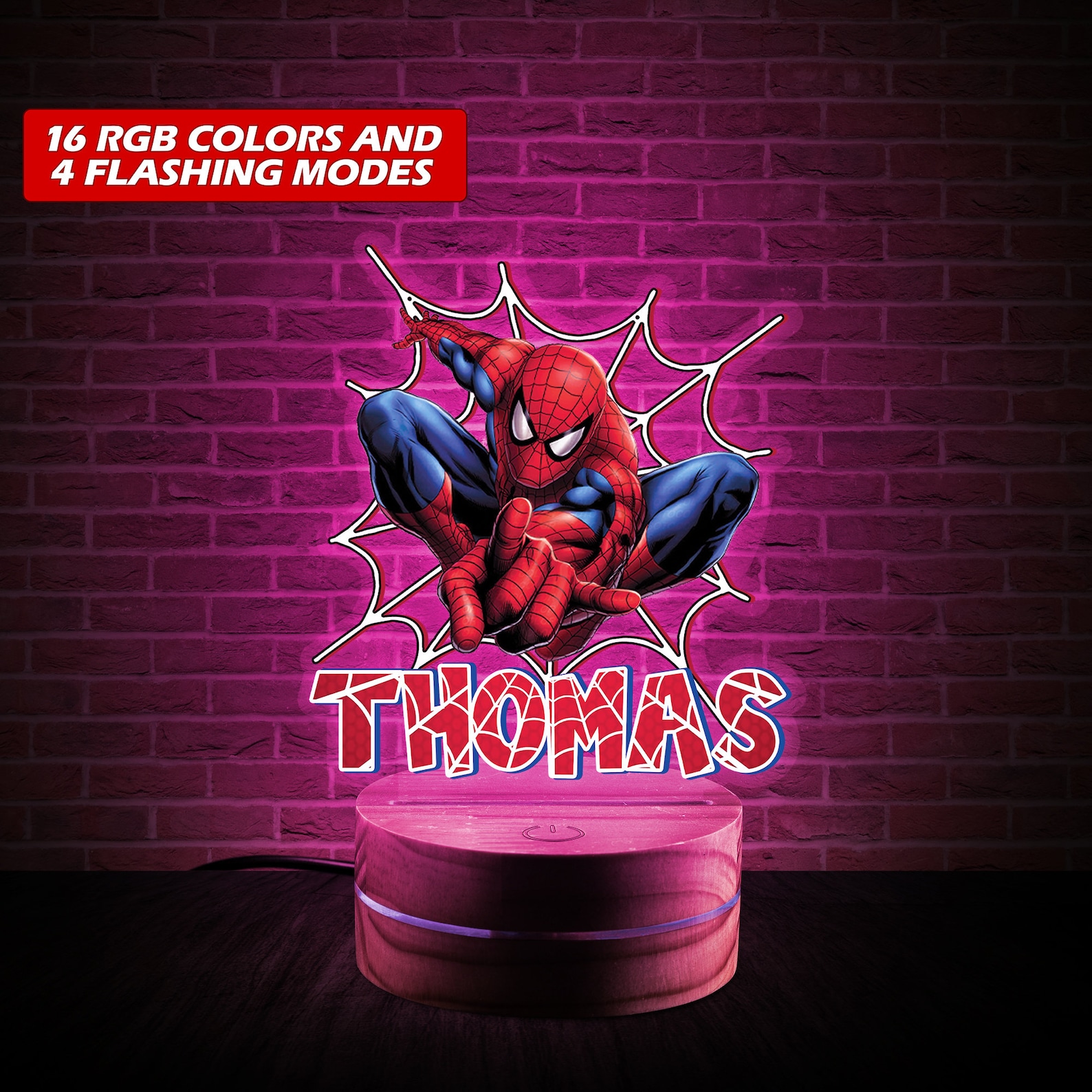Personalized Superhero Led Night Light, Spider Night Light, Spidey ...