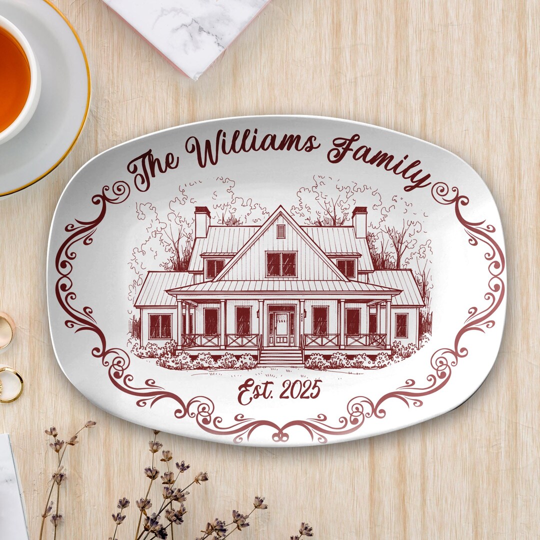Custom House Portrait Plate, Personalized First Home New House Platter ...
