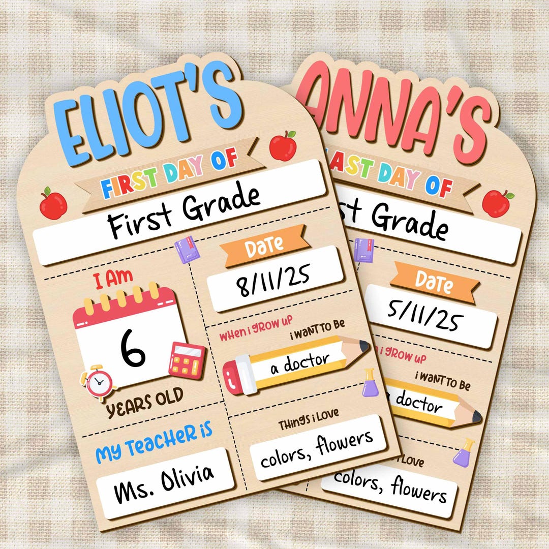 Custom First and Last Day School Sign Personalized Back to School Sign ...