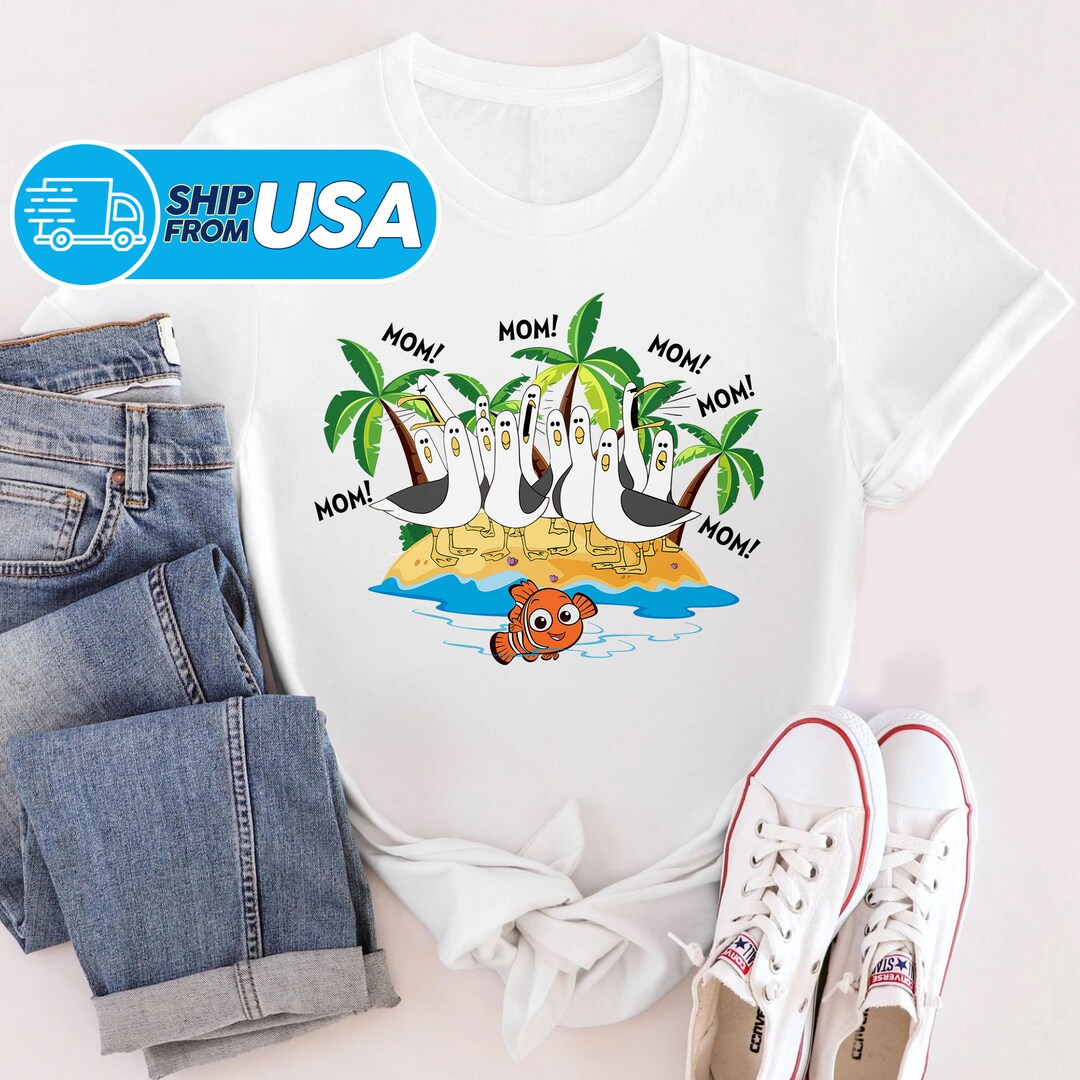 Mom Mom Mom Seagull Shirt, Finding Fish Cartoon T-shirt, Matching ...