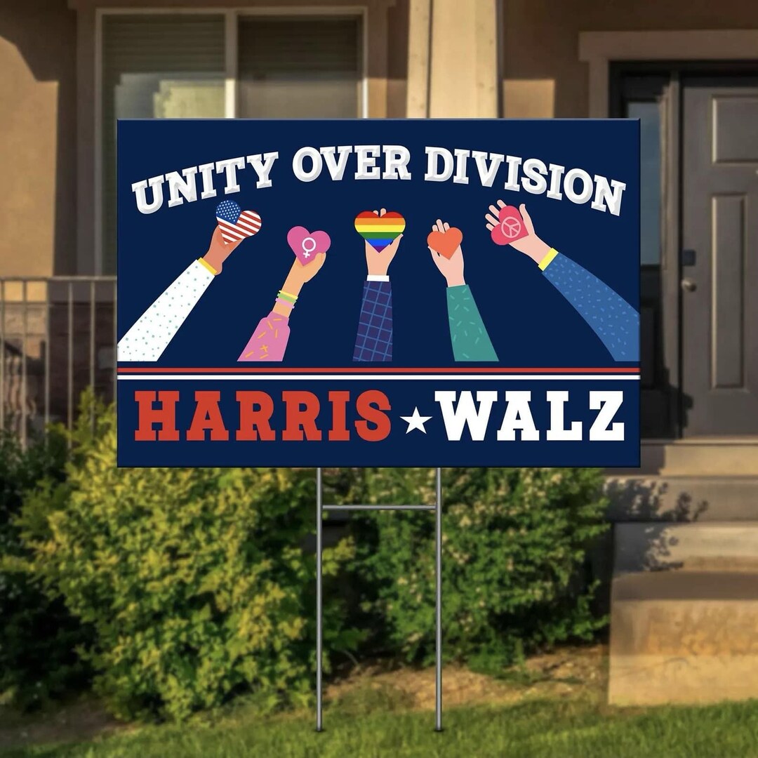 Harris Walz Unity Over Division Yard Sign, Political Yard Sign, Kamala ...