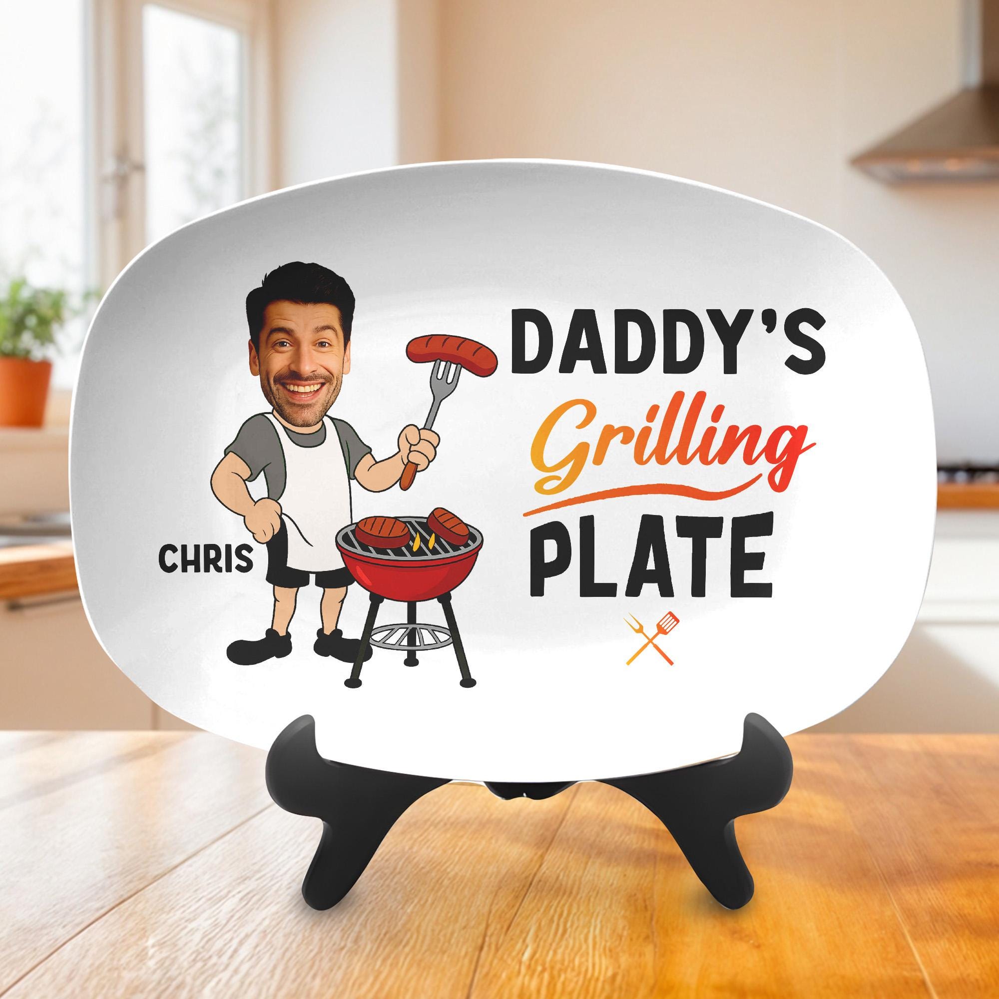 Custom Photo Papa's Grilling Plate, Personalized Grandpa Platter ...