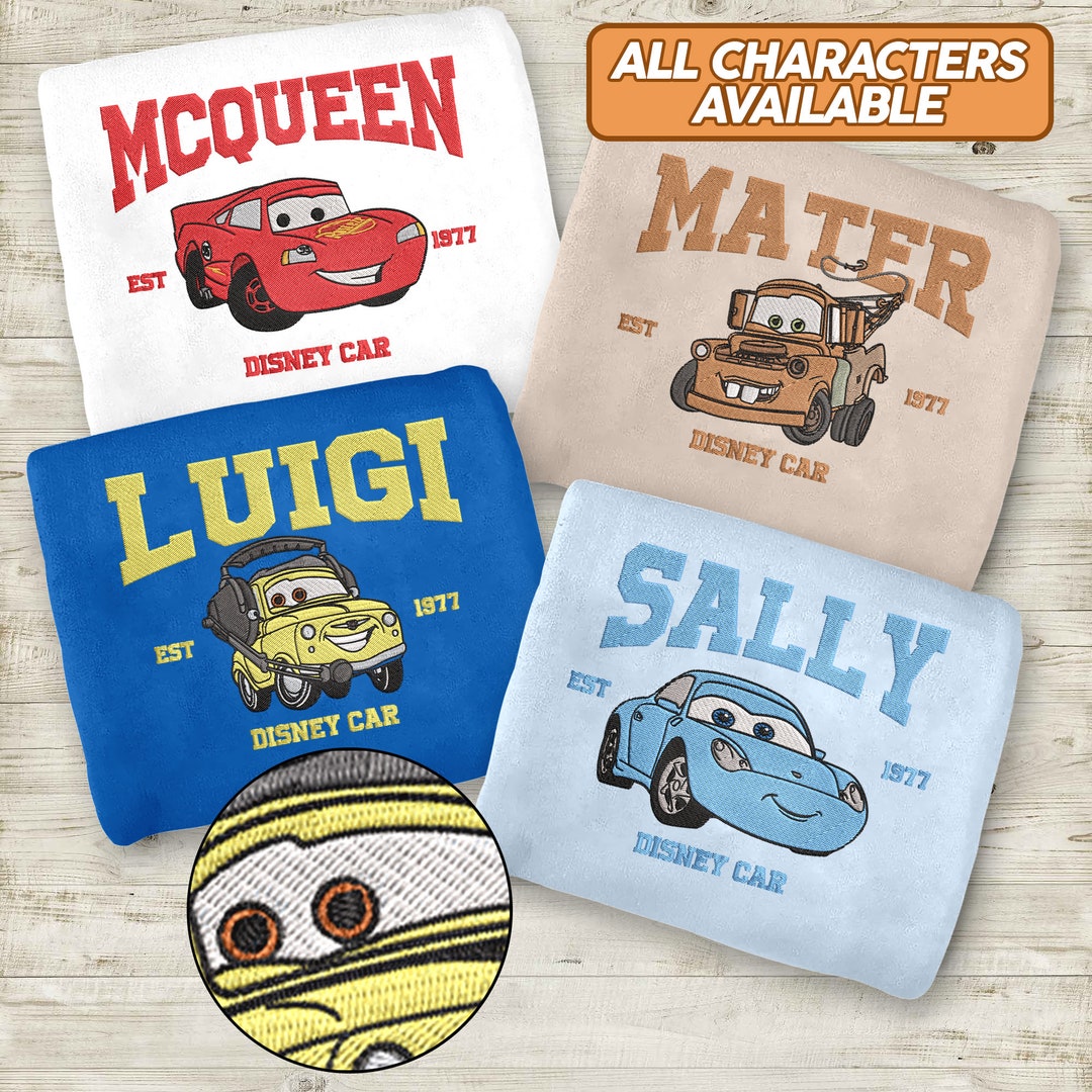 Animated Car Characters Embroidered Sweatshirt, Speedy Car Movie ...