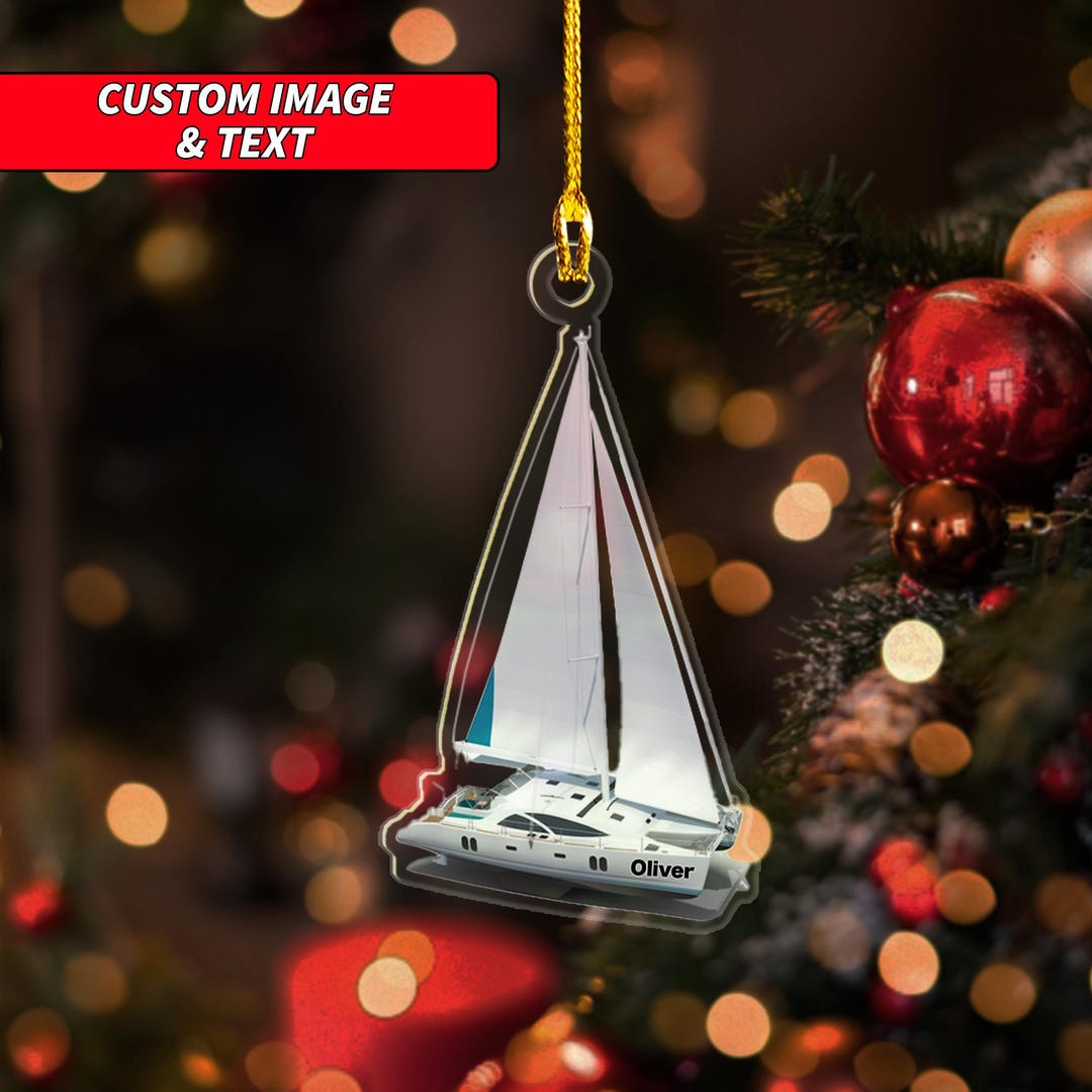 Personalized Sailboat Christmas Ornament, Custom Sailing Ornament ...