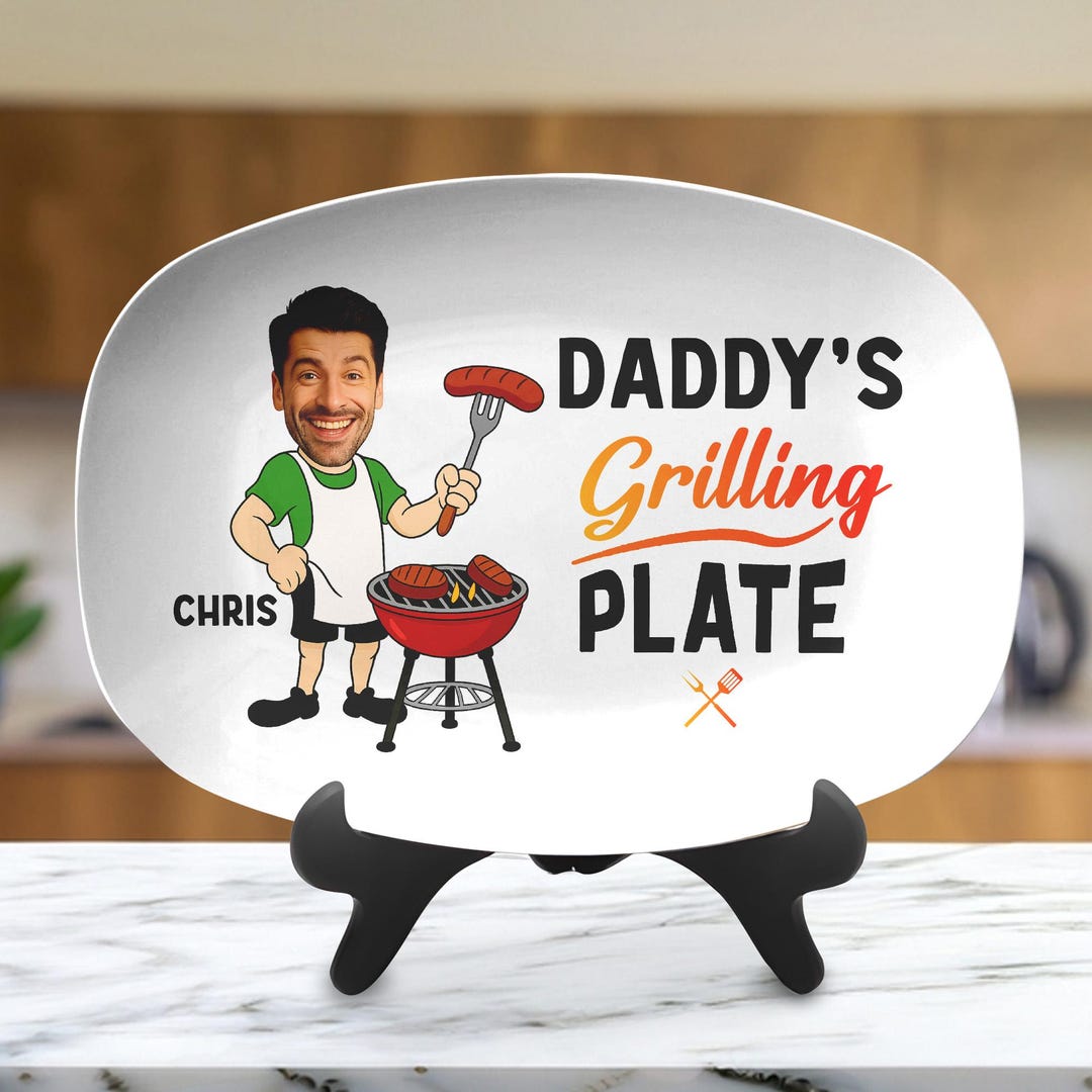 Custom Photo Daddy's Grilling Plate, Personalized Dad Platter, Fathers ...