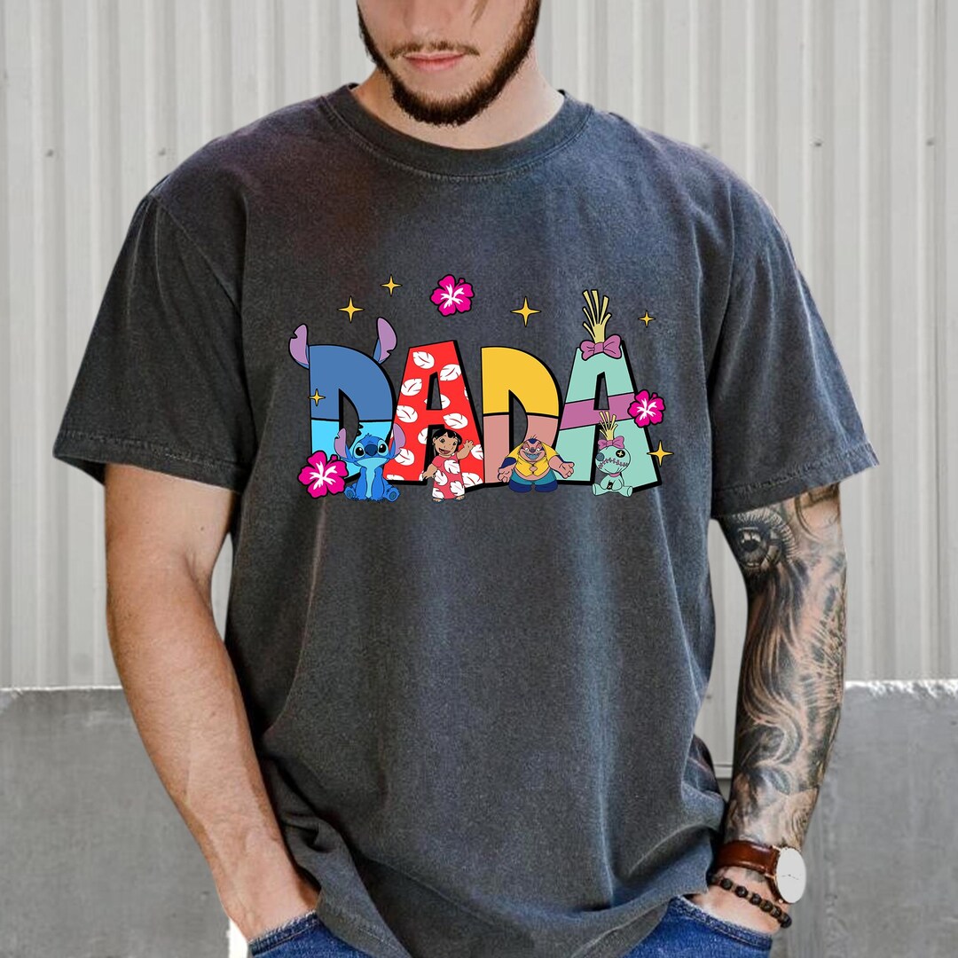 Personalized Disney Stitch and Lilo Dad Shirt, Custom Name Dada Stich ...