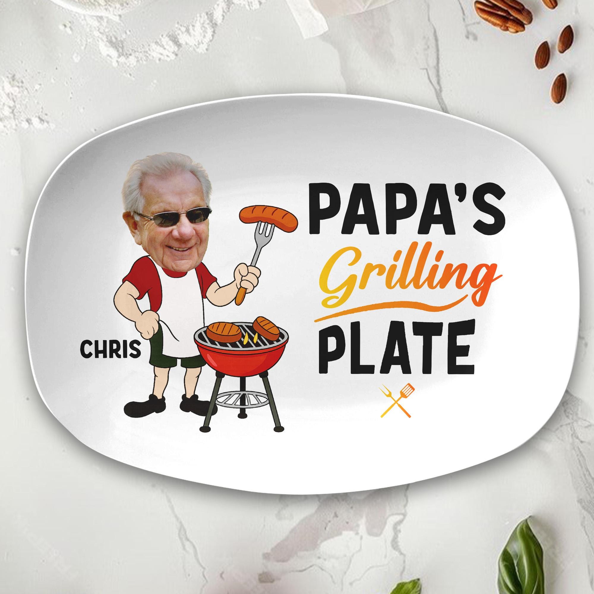 Custom Photo Papa's Grilling Plate, Personalized Grandpa Platter ...