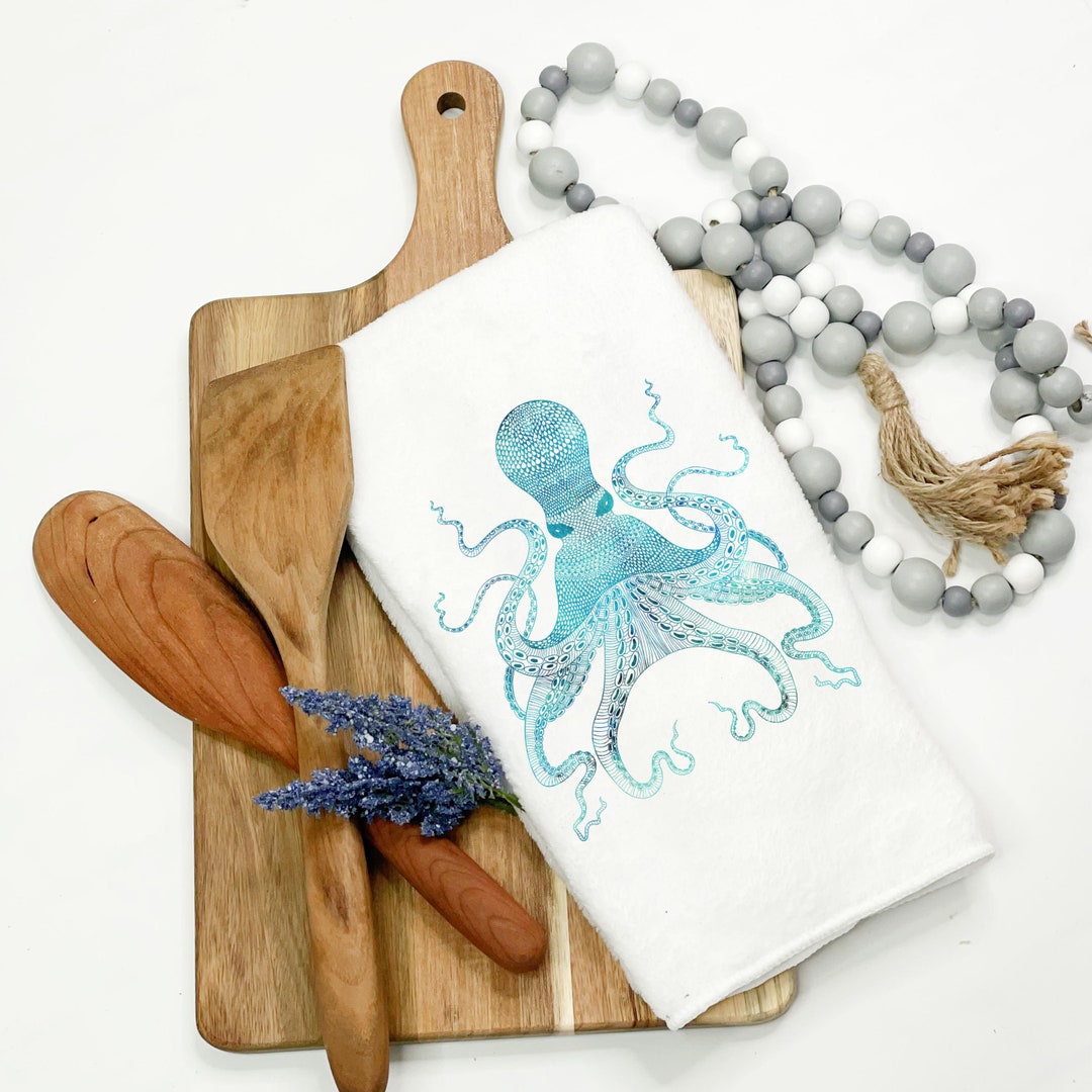 Octopus Kitchen Tea Towel Kitchen Towel Bridal Shower Gift Wedding ...