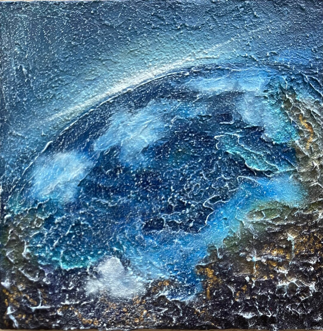 INFINITY Planet Erde Kosmos Kunst, Original Leinwand, Gemälde 3 D Optik ...