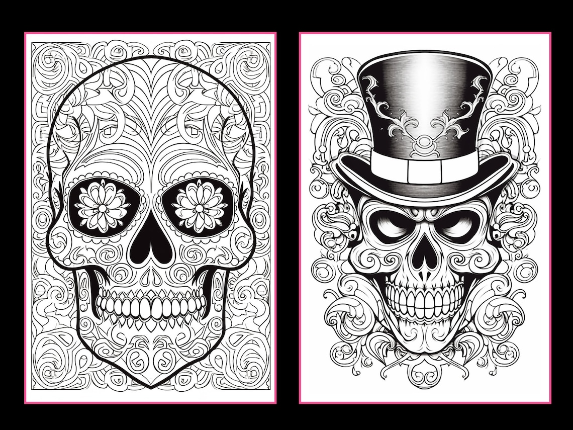 101 Skulls Printable Skull Coloring Pages: Grayscale Adult Coloring ...