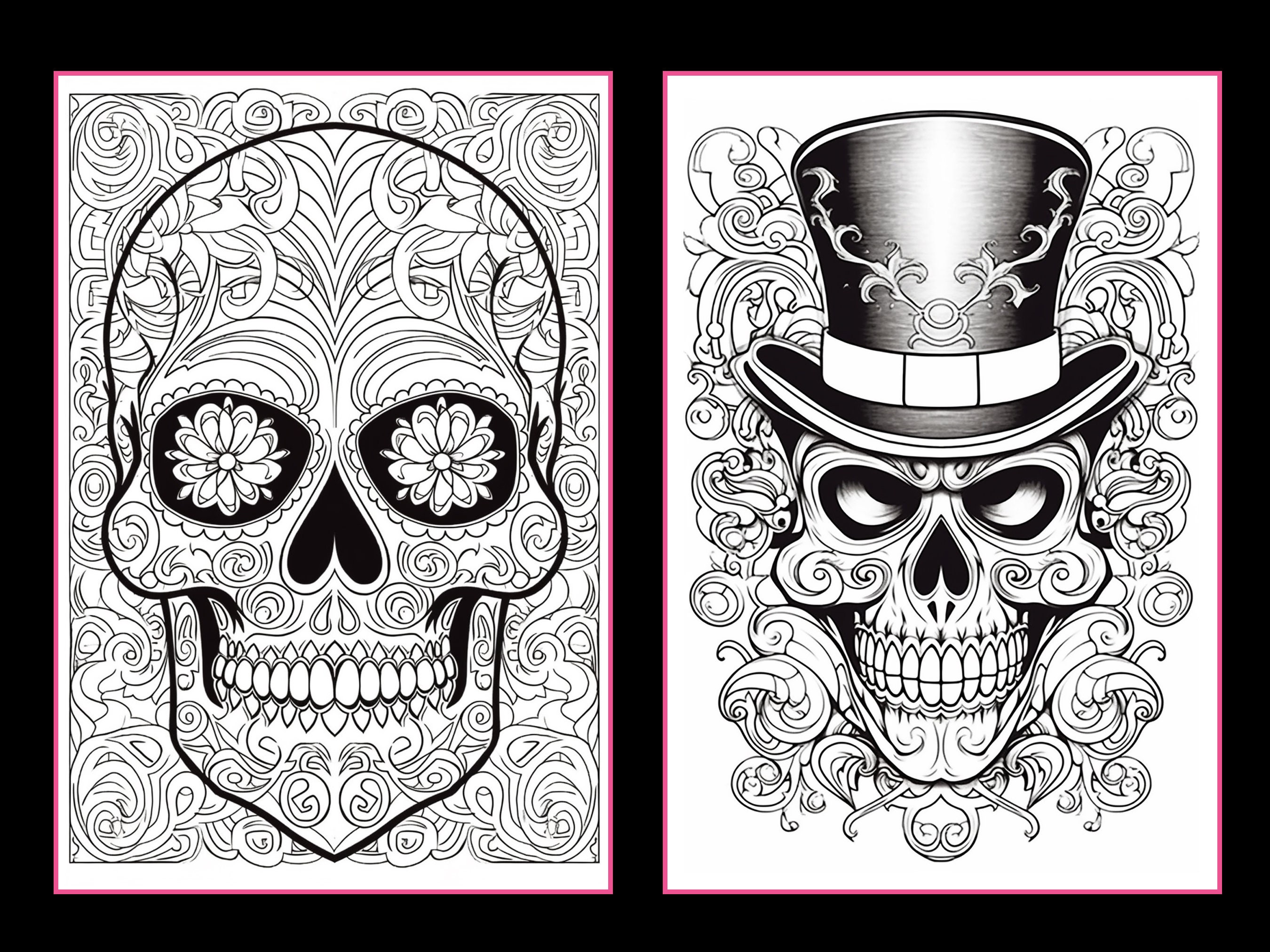 101 Skulls - Printable Skull Coloring Pages: Grayscale Adult Coloring ...