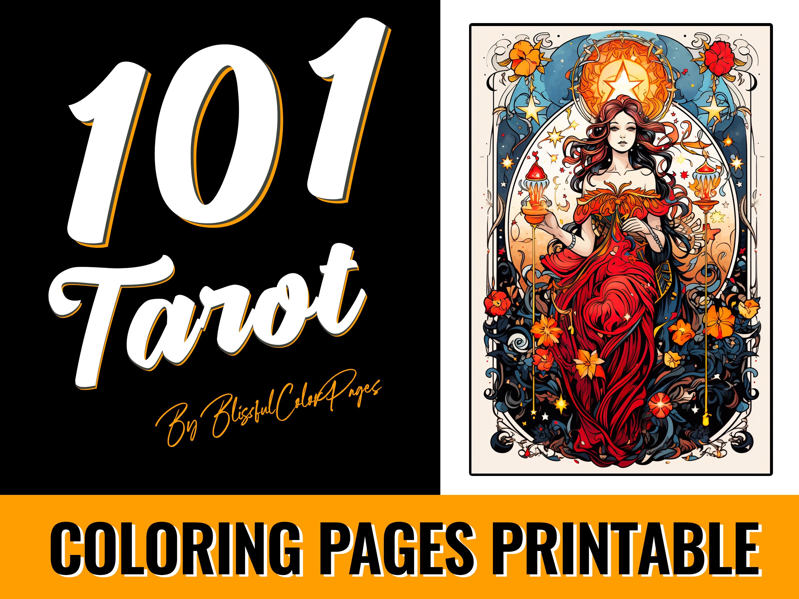 Tarot Coloring Pages - 101 Gothic Tarot Coloring Pages: Grayscale Adult ...