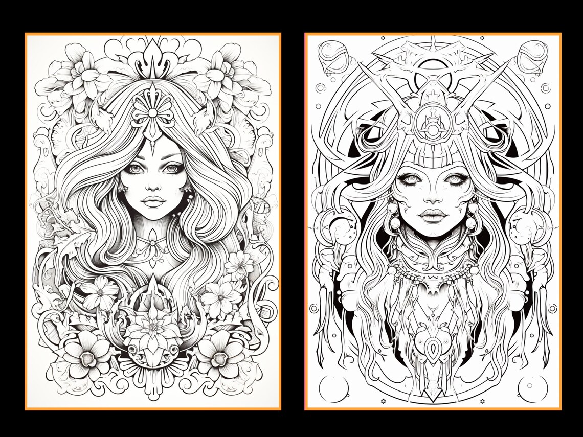 Tarot Coloring Pages 101 Gothic Tarot Coloring Pages: Grayscale Adult ...