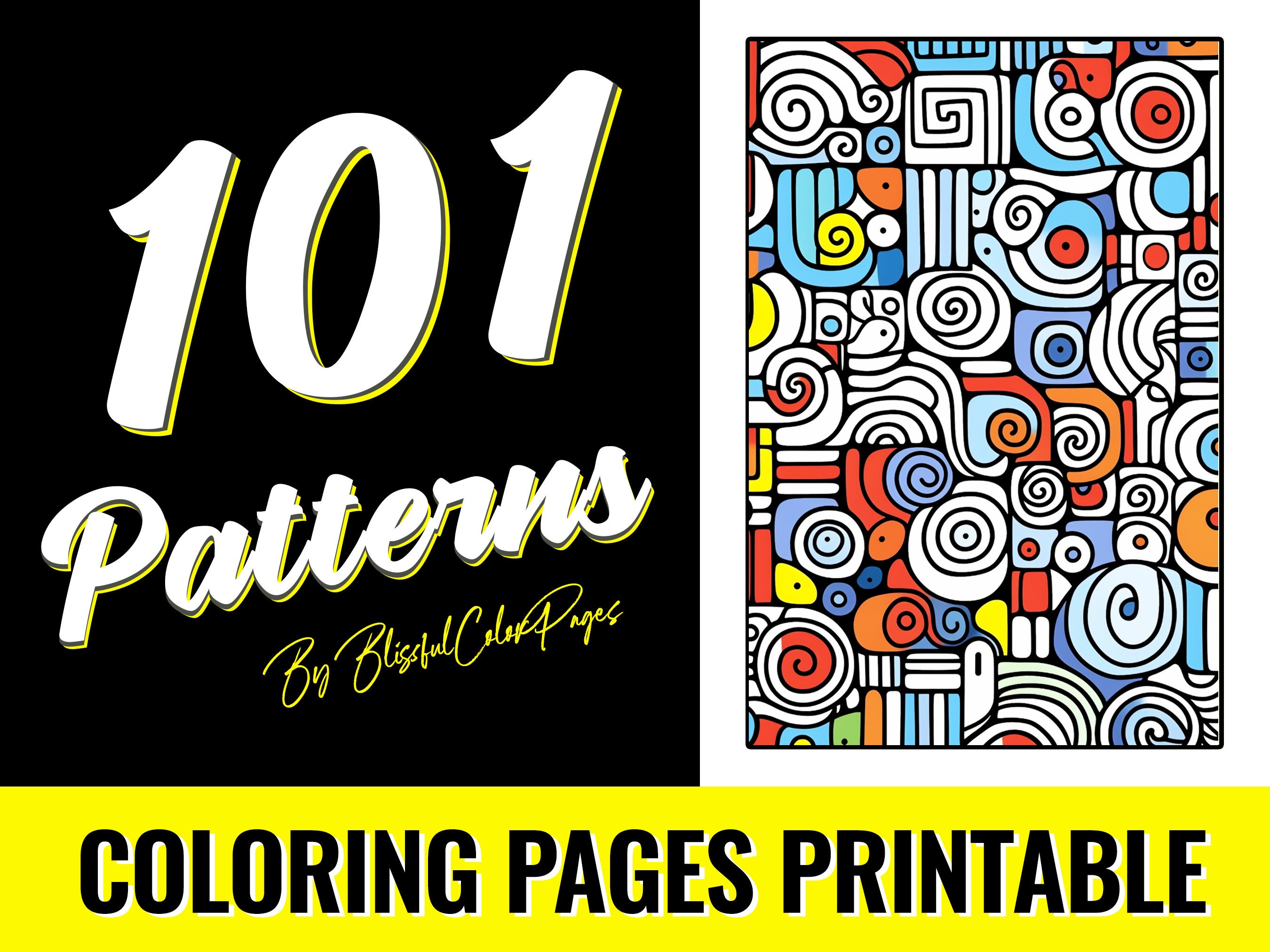101 Patterns - Printable Coloring Page Patterns: Grayscale Adult ...