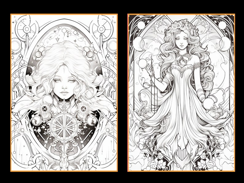 Tarot Coloring Pages 101 Gothic Tarot Coloring Pages: Grayscale Adult ...