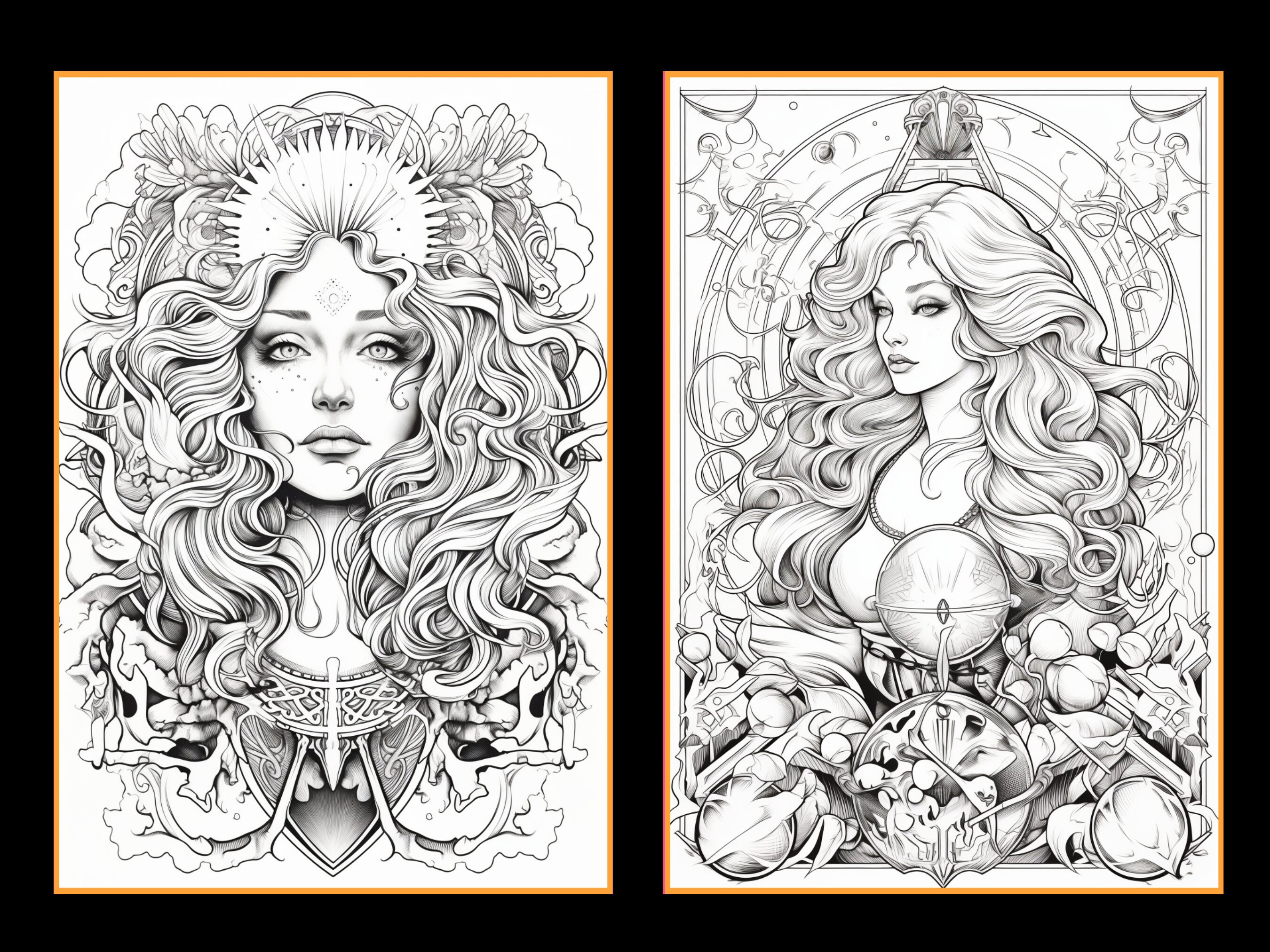 Tarot Coloring Pages - 101 Gothic Tarot Coloring Pages: Grayscale Adult ...