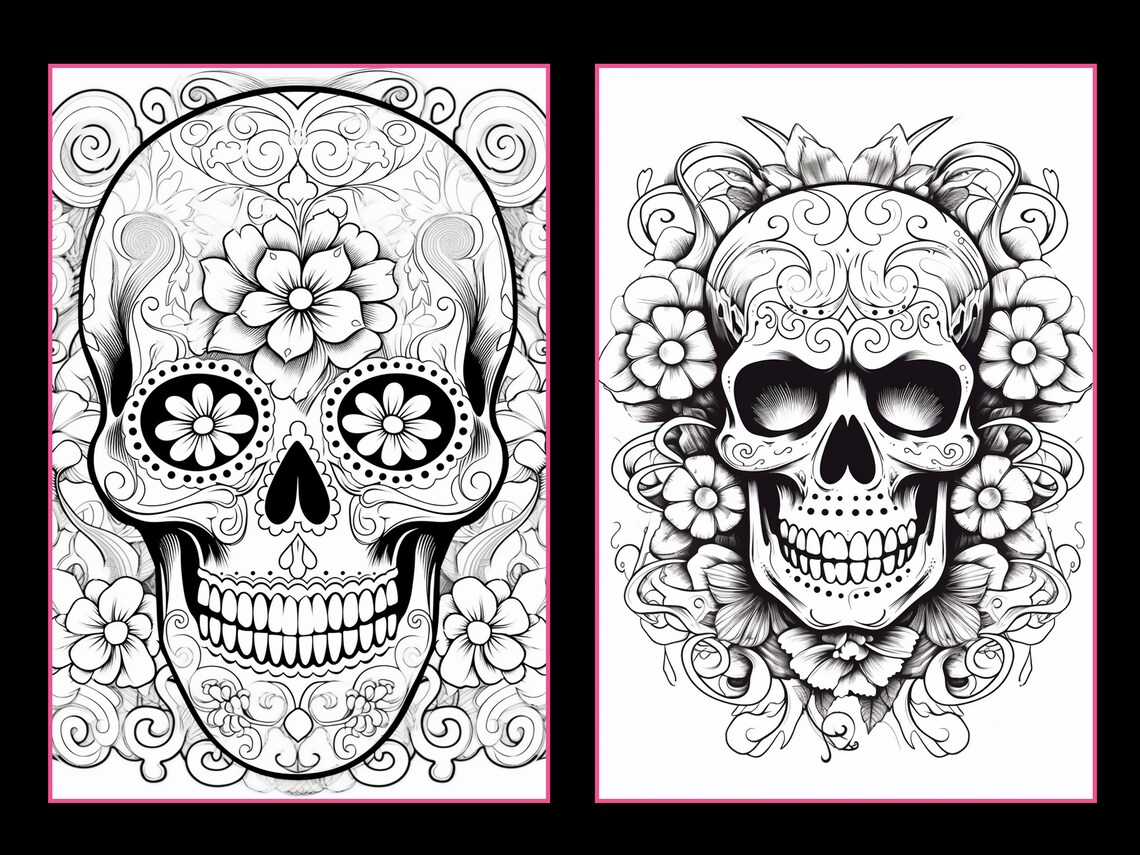 101 Skulls Printable Skull Coloring Pages: Grayscale Adult Coloring ...