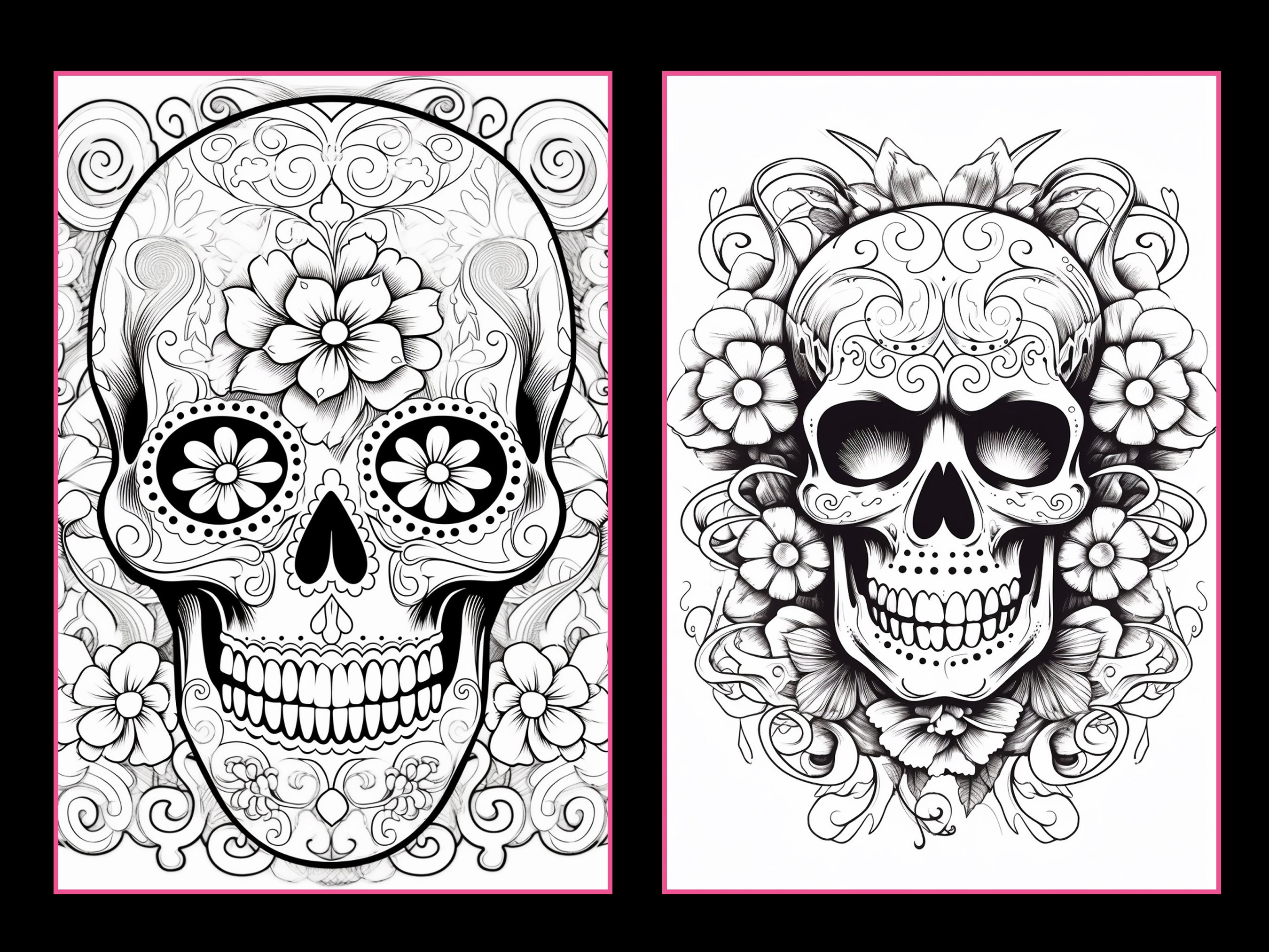 101 Skulls - Printable Skull Coloring Pages: Grayscale Adult Coloring ...