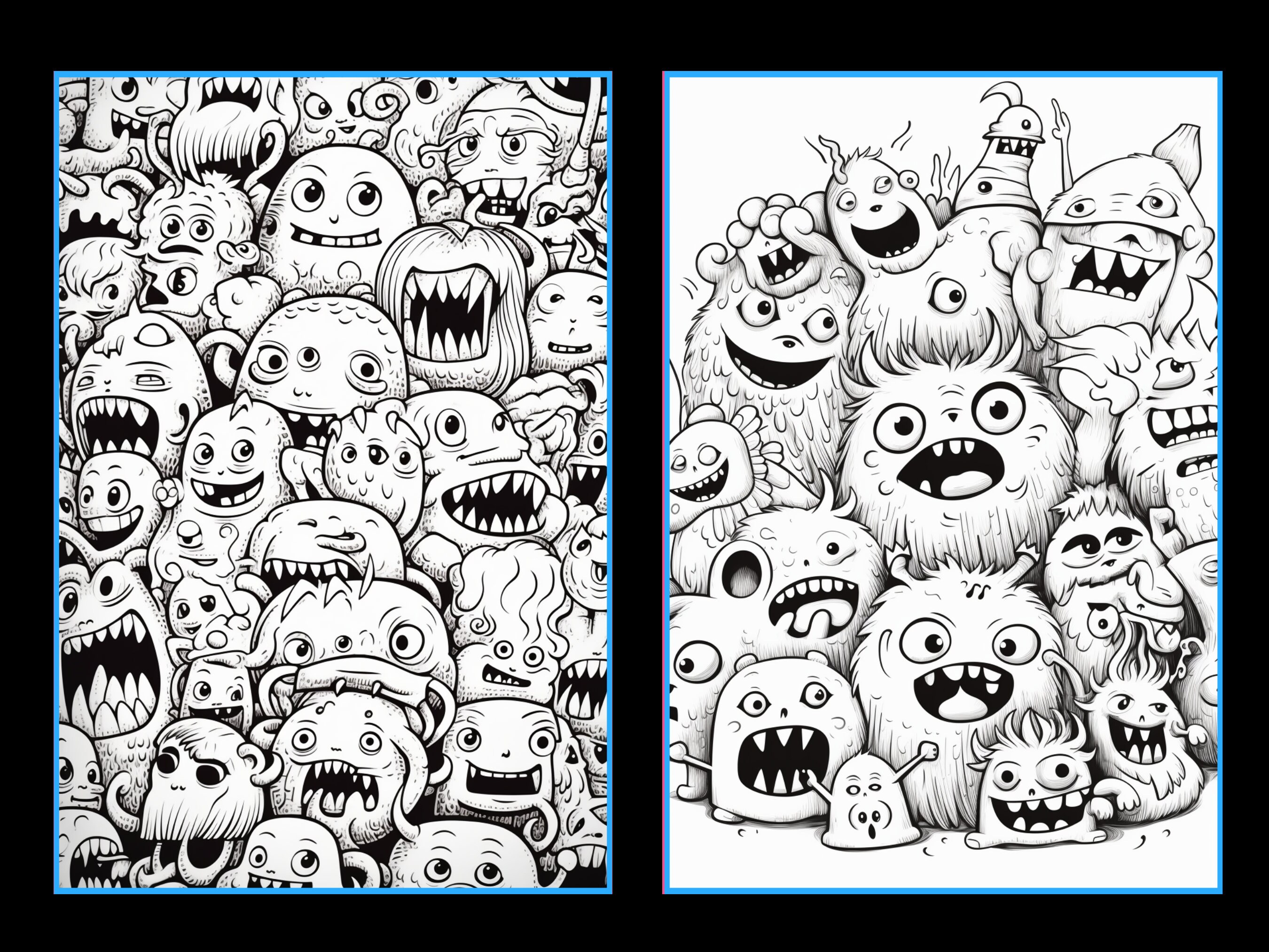 101 Adorbable Monsters Printable Monster Coloring Pages: Grayscale ...