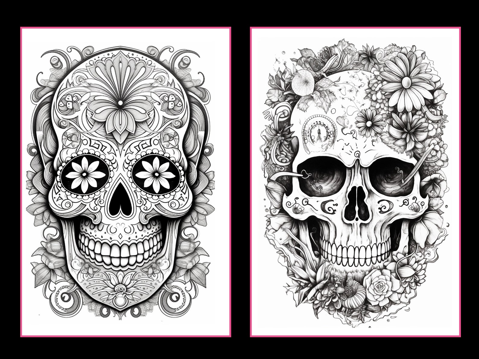 101 Skulls - Printable Skull Coloring Pages: Grayscale Adult Coloring ...