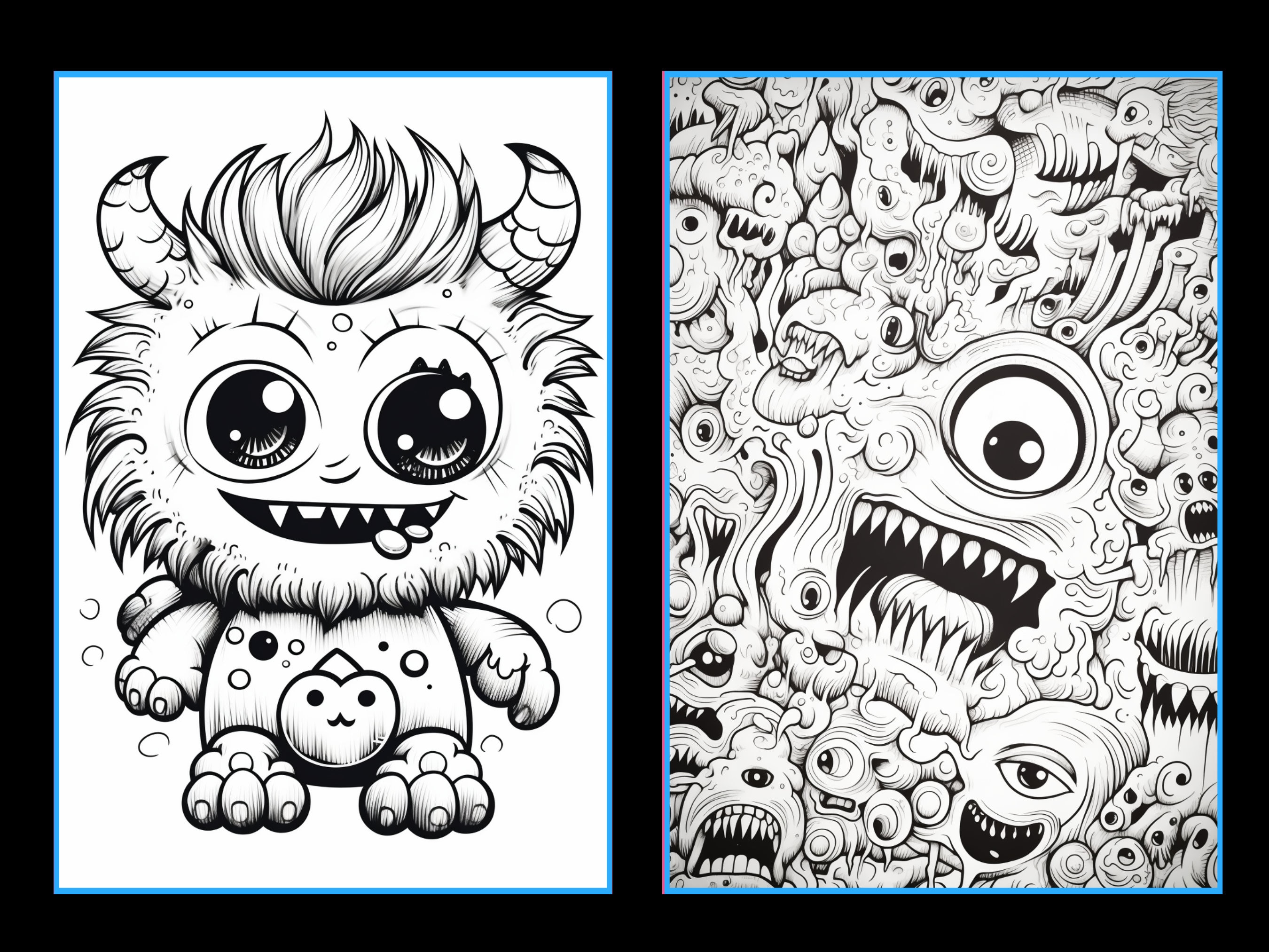 101 Adorbable Monsters Printable Monster Coloring Pages: Grayscale ...