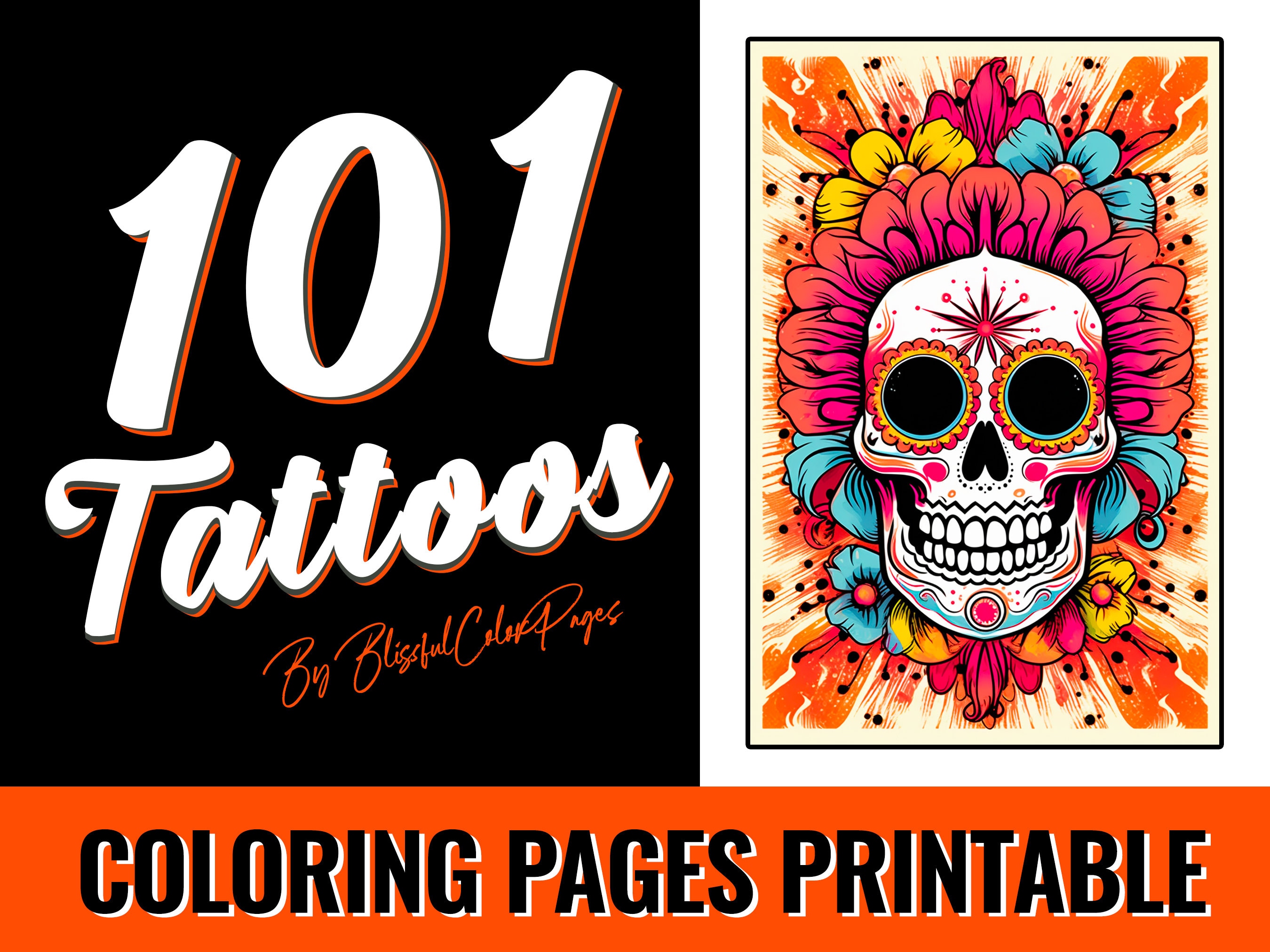 101 Tattoos - Printable Tattoo Coloring Pages: Grayscale Adult Coloring ...