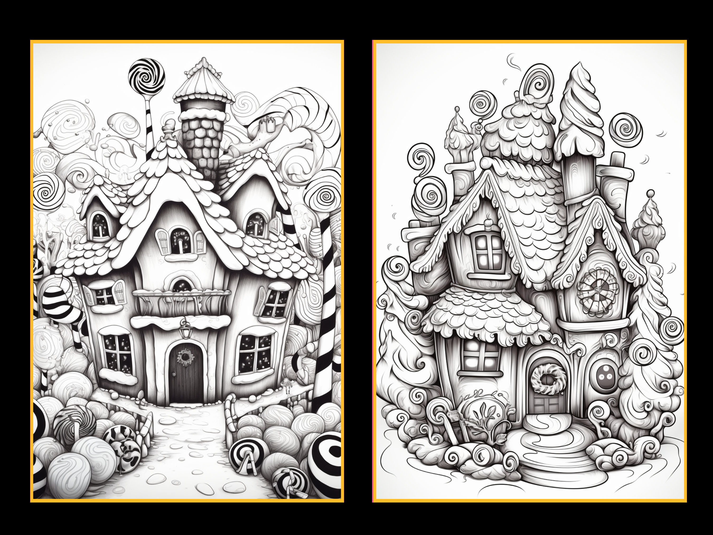 101 Gingerbread Houses Printable Christmas Houses Coloring Pages ...