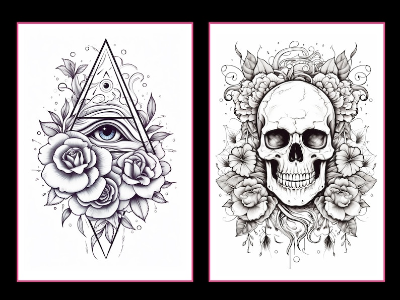 101 Tattoos - Printable Tattoo Coloring Pages: Grayscale Adult Coloring ...