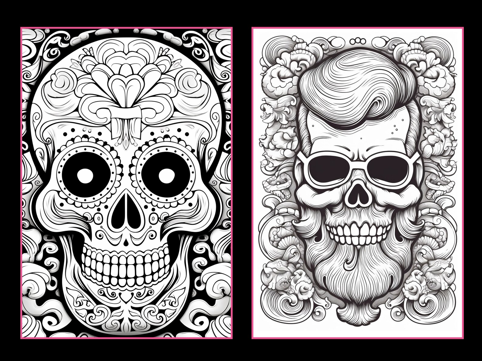 101 Skulls - Printable Skull Coloring Pages: Grayscale Adult Coloring ...