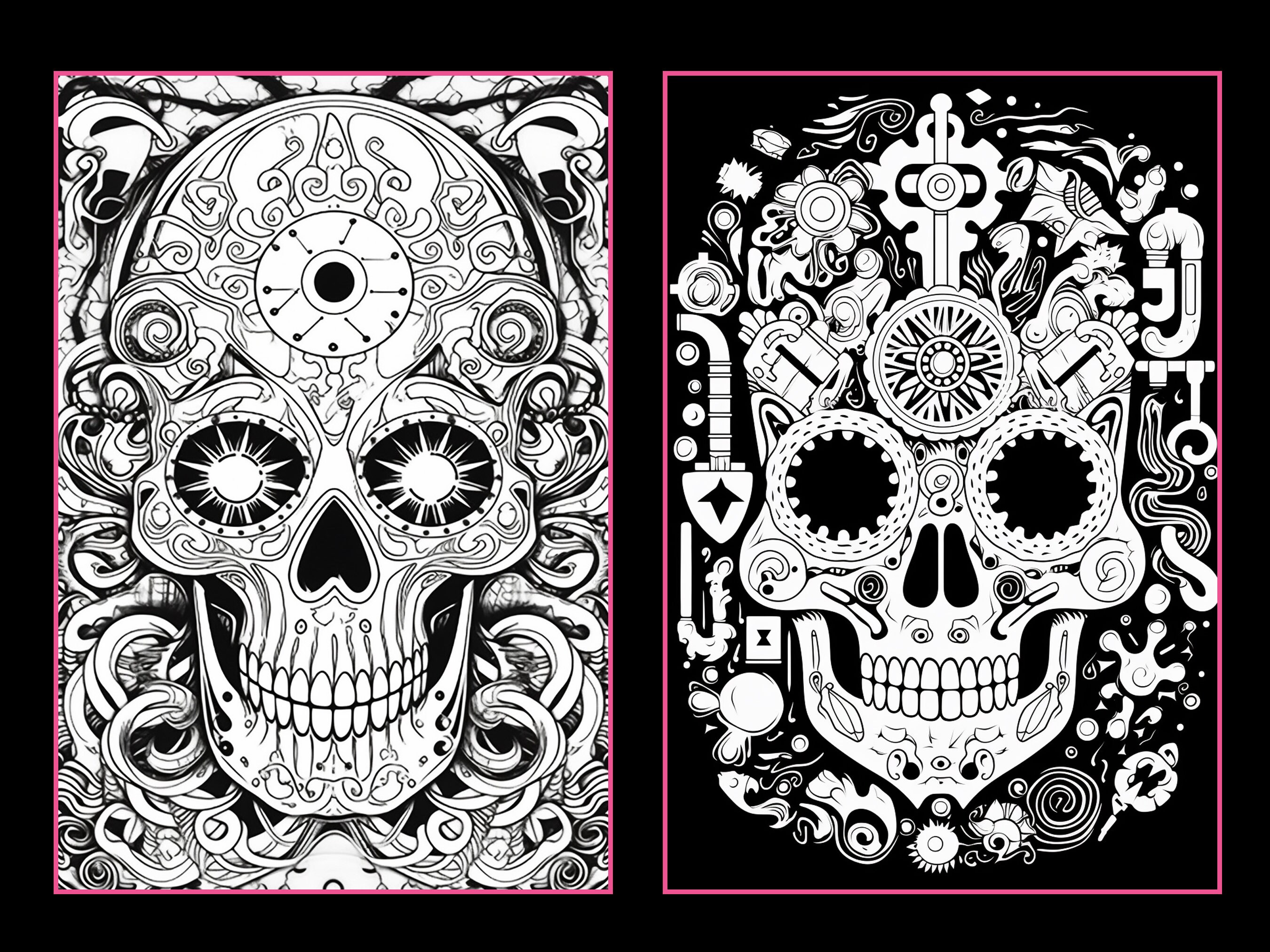 101 Skulls Printable Skull Coloring Pages: Grayscale Adult Coloring ...