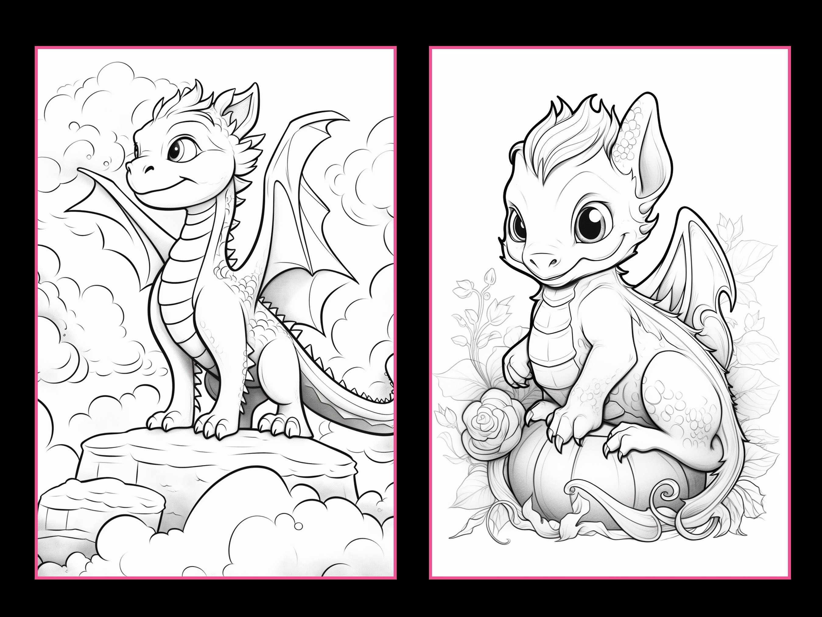 Colorful Dragon Coloring Book: 101 Dragon Color Book Pages, Baby Dragon ...