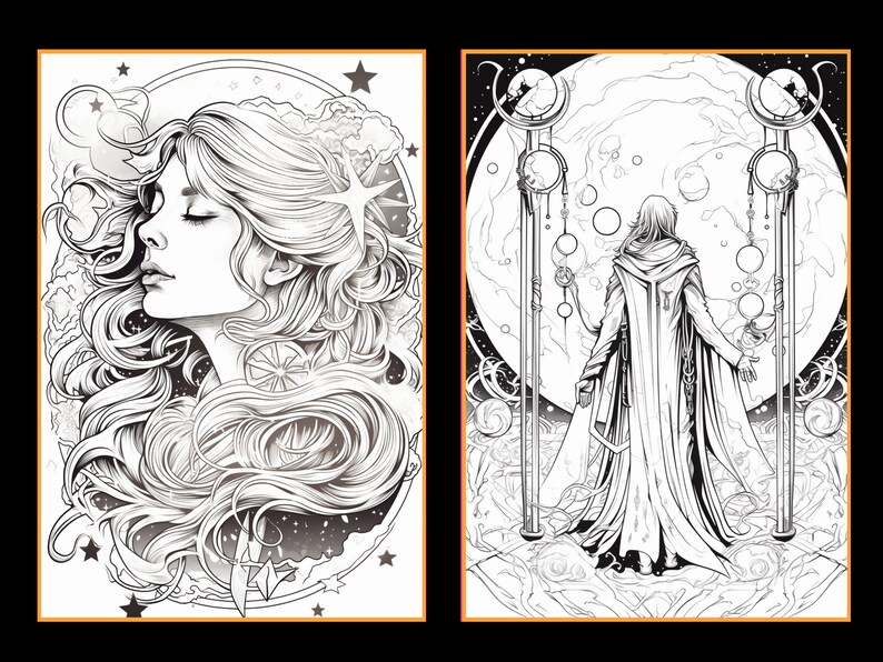 Tarot Coloring Pages - 101 Gothic Tarot Coloring Pages: Grayscale Adult ...